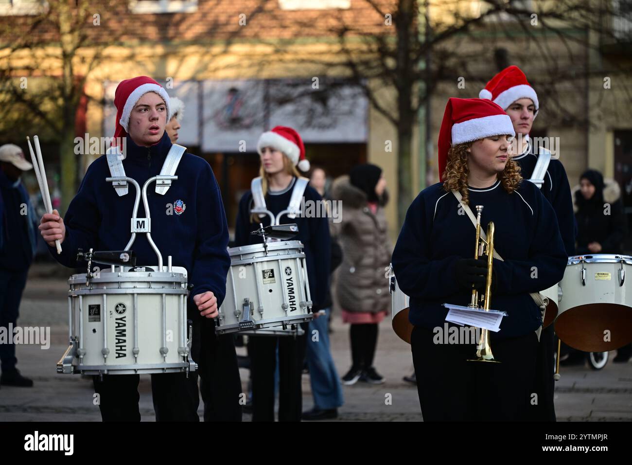 Helsingborg, Skåne, Sweden. December 1 2024. Christmas market. Marching ...