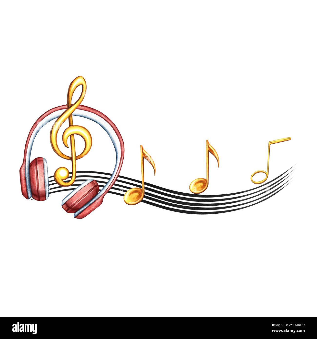 Red headphones musical notation hi-res stock photography and images - Alamy