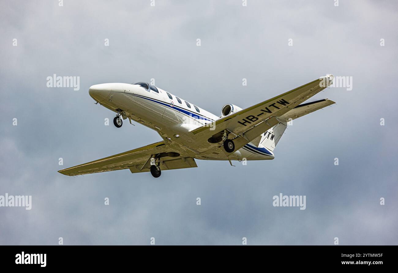 Zurich, Switzerland, 12th Jul 2024: A Cessna 525 Citation M2 is on its ...