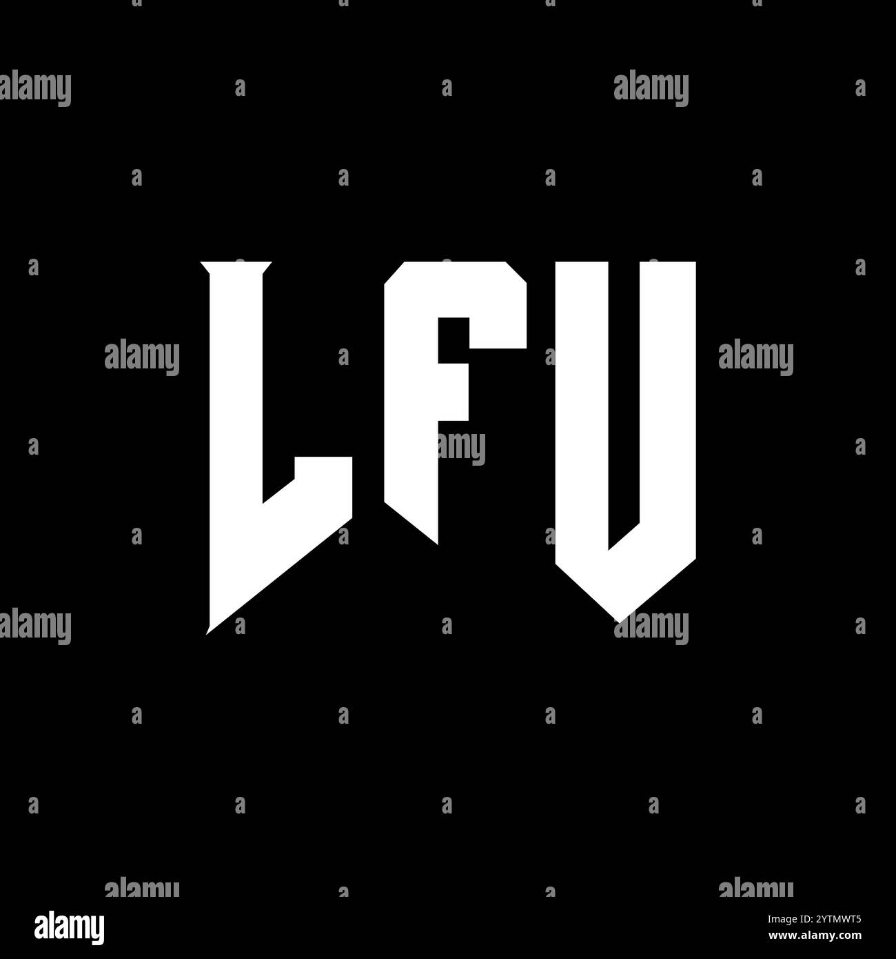 LFU letter logo design for technology company. LFU logo design black and white color combination ...