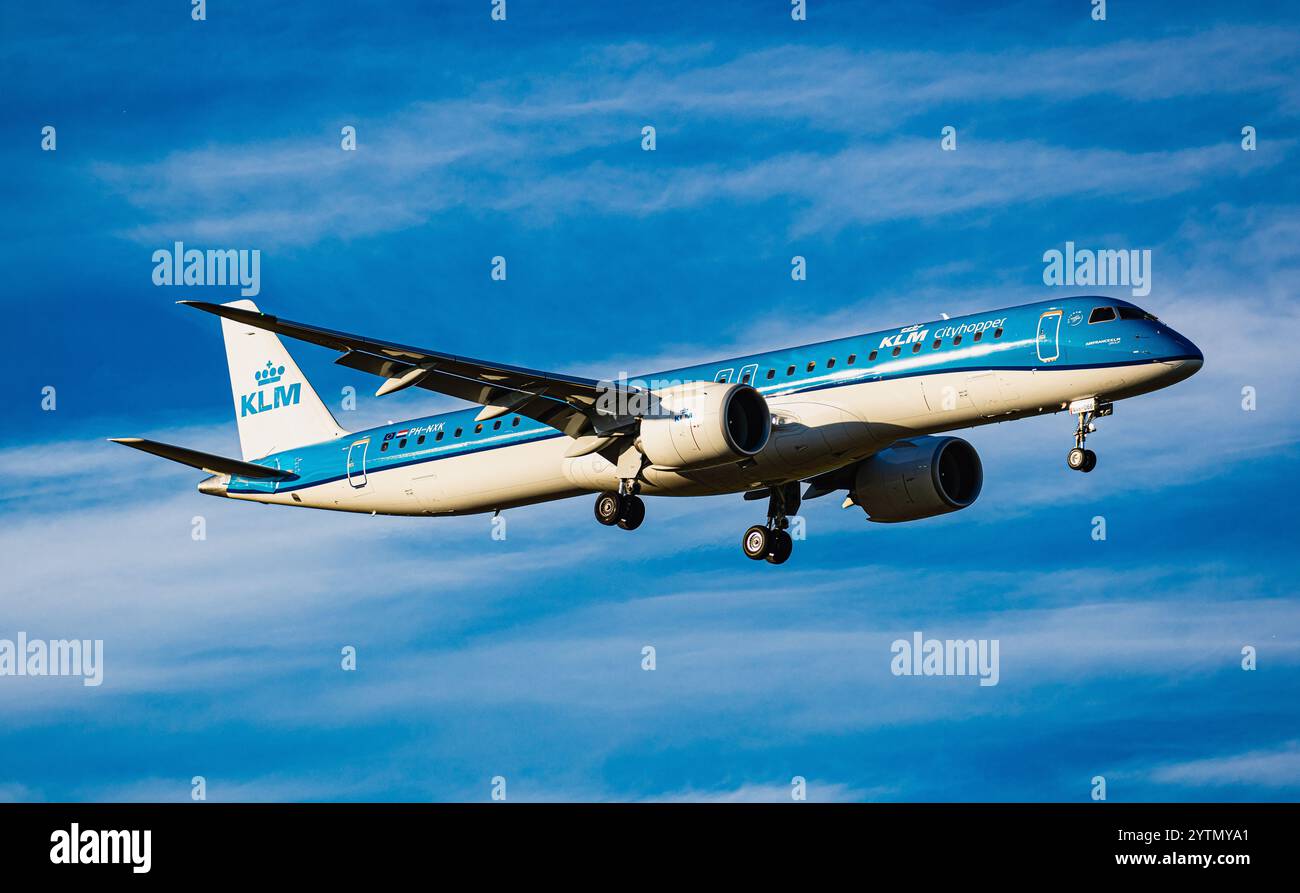 Zurich, Switzerland, 6th Sep 2024: A KLM Cityhopper Embraer 195-E2 is ...