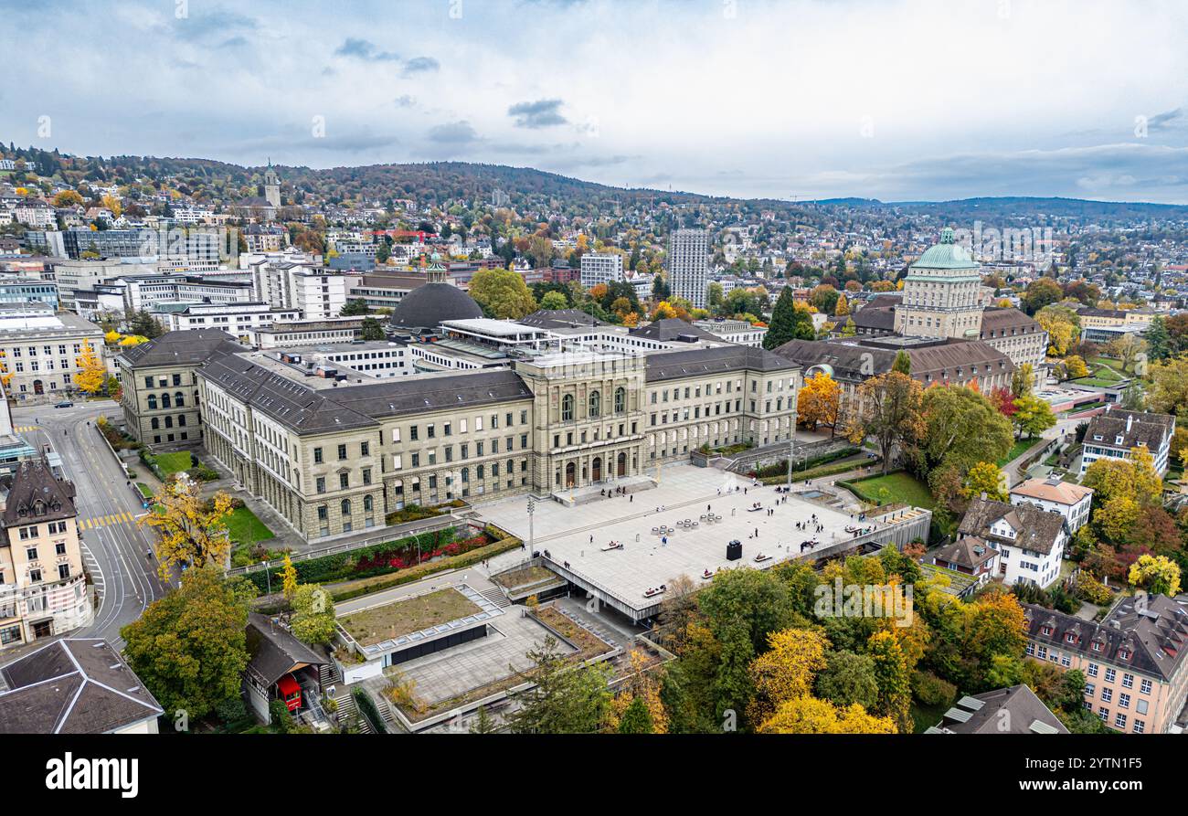 Zurich, Switzerland, 19th Oct 2024: Bird's-eye view of the main ...