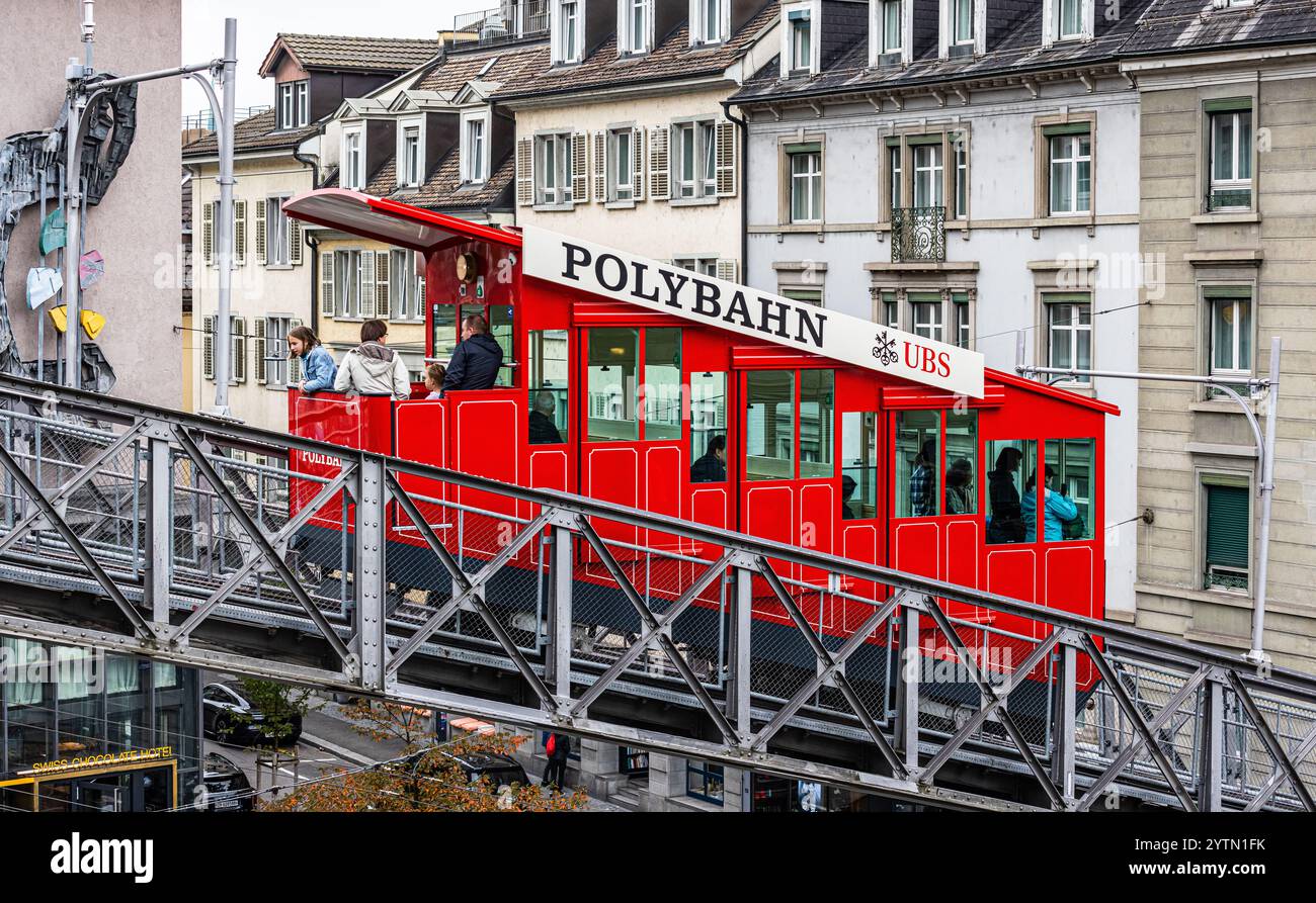 Zurich, Switzerland, 19th Oct 2024: The Polybahn runs between Central ...