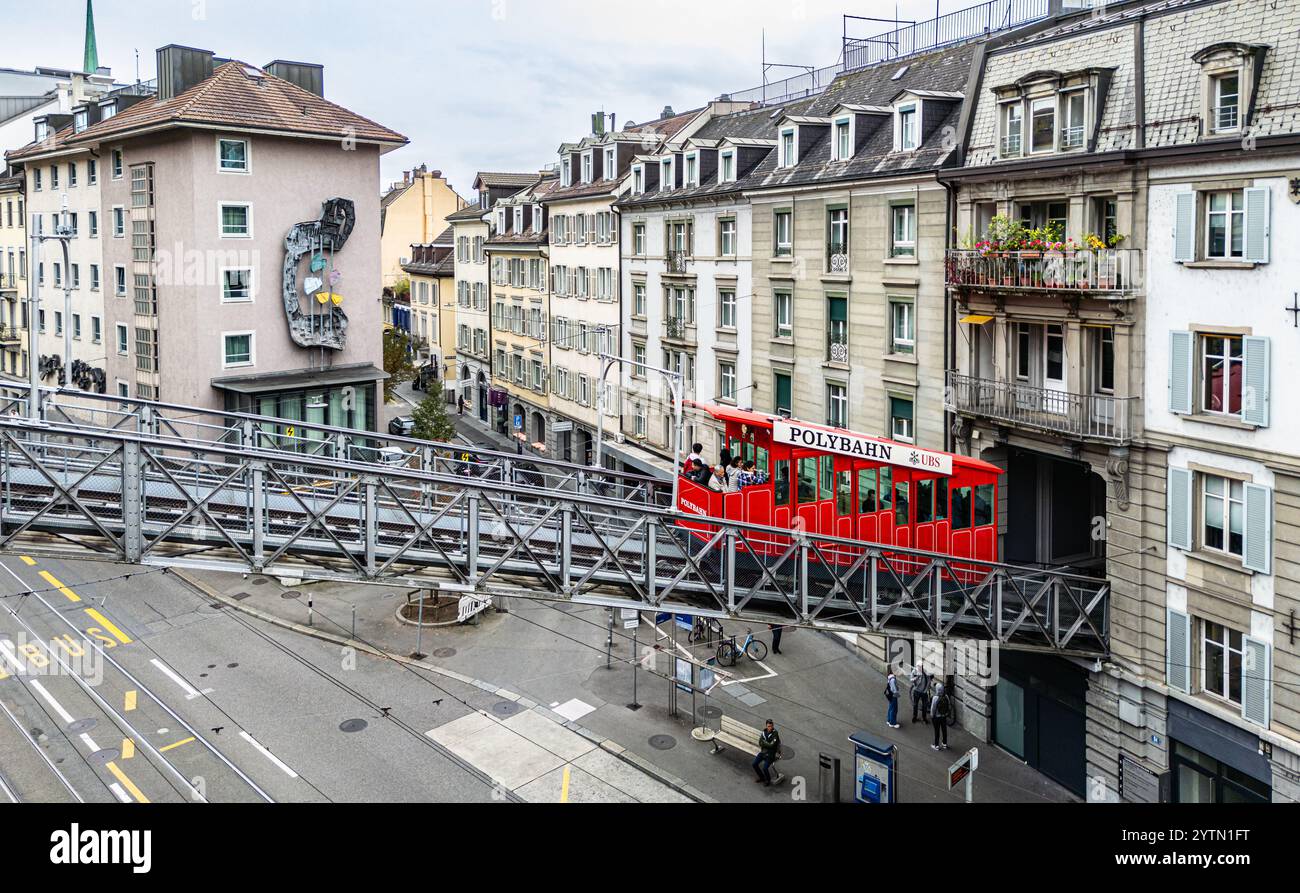 Zurich, Switzerland, 19th Oct 2024: The Polybahn runs between Central ...