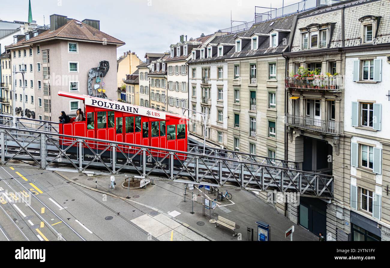 Zurich, Switzerland, 19th Oct 2024: The Polybahn runs between Central ...