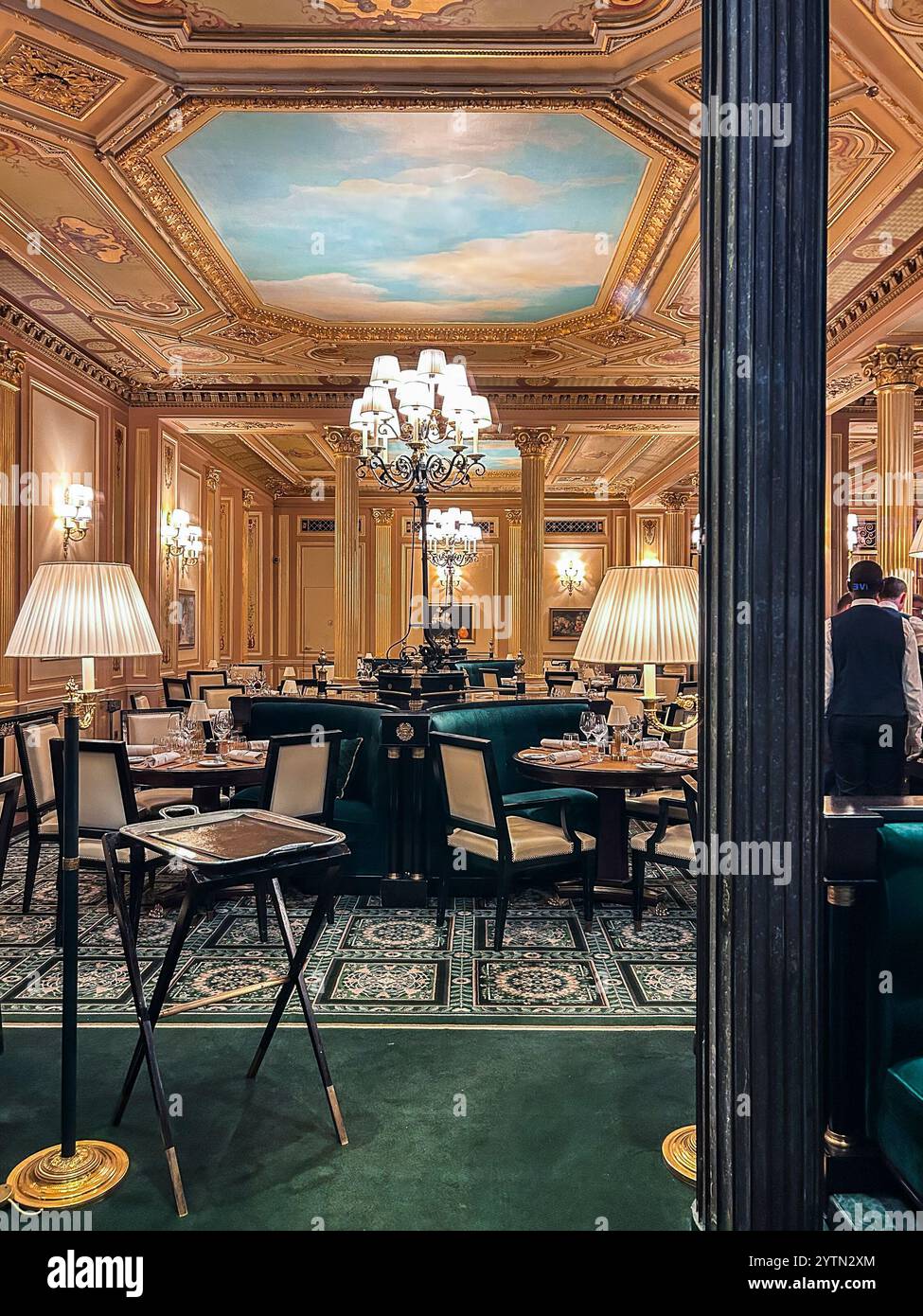 Paris, France, Inside Luxury Parisian Cafe, "Le Grand Cafe", Opera ...