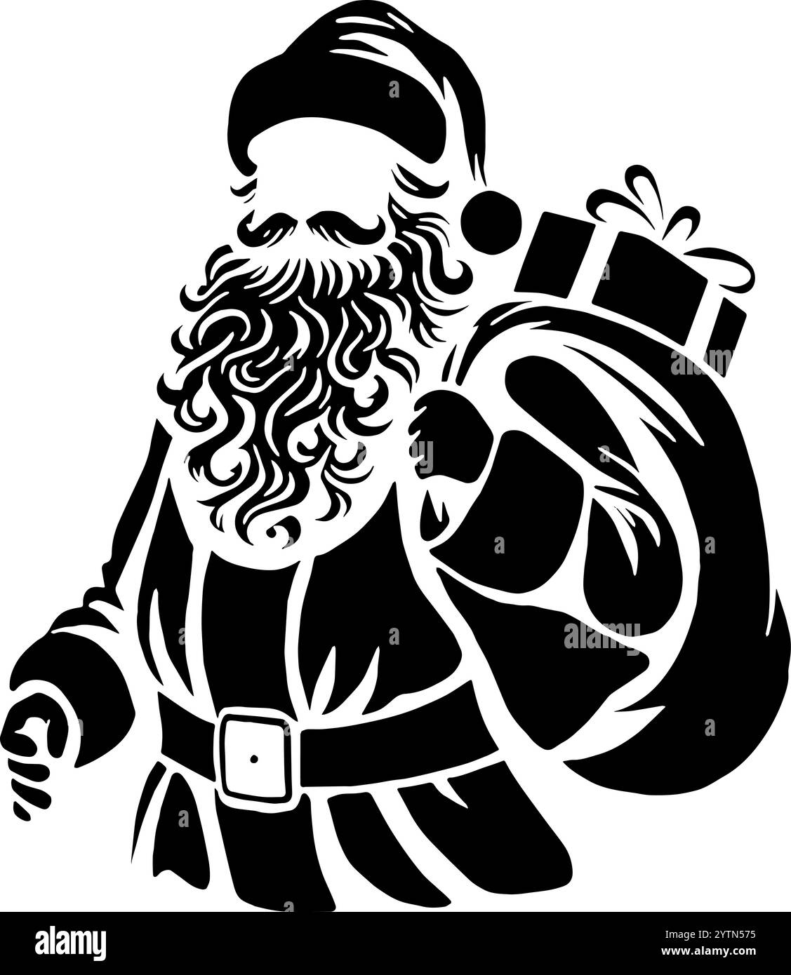 Christmas Santa with presents silhouette vector transparent background ...