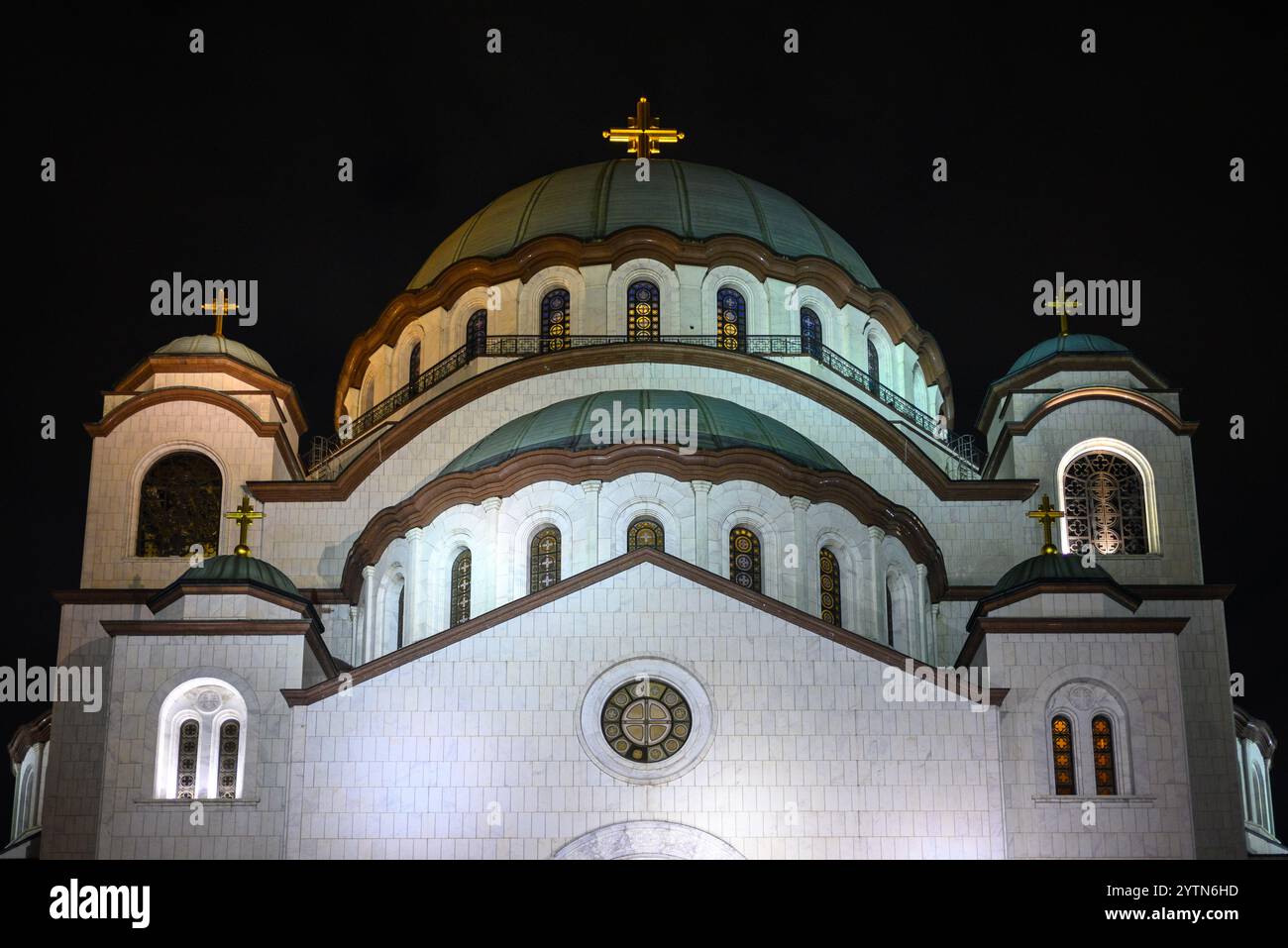 Night view of Saint Sava church, one of the biggest Orthodox Christian ...