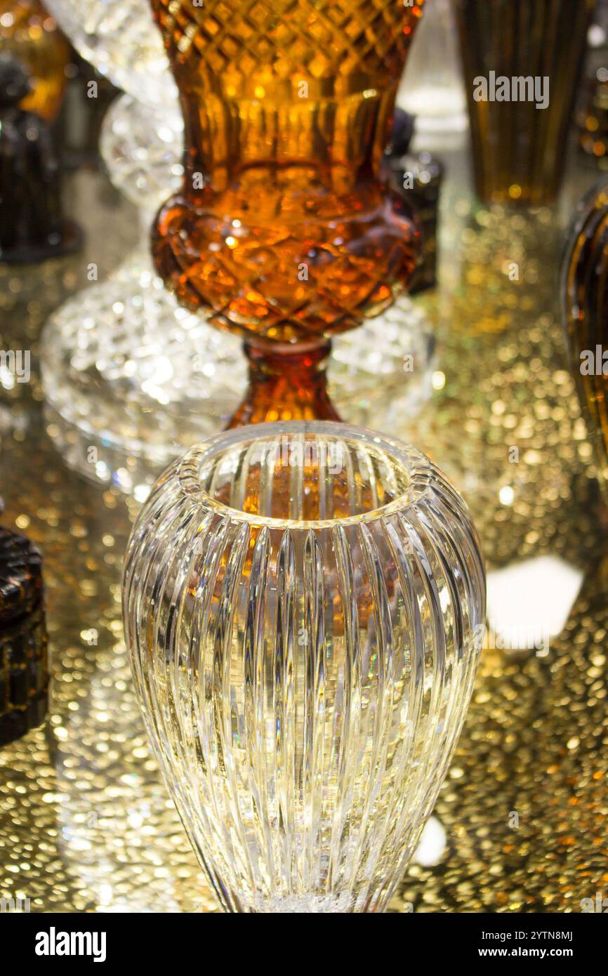 crystal vases, close-up, background Stock Photo - Alamy