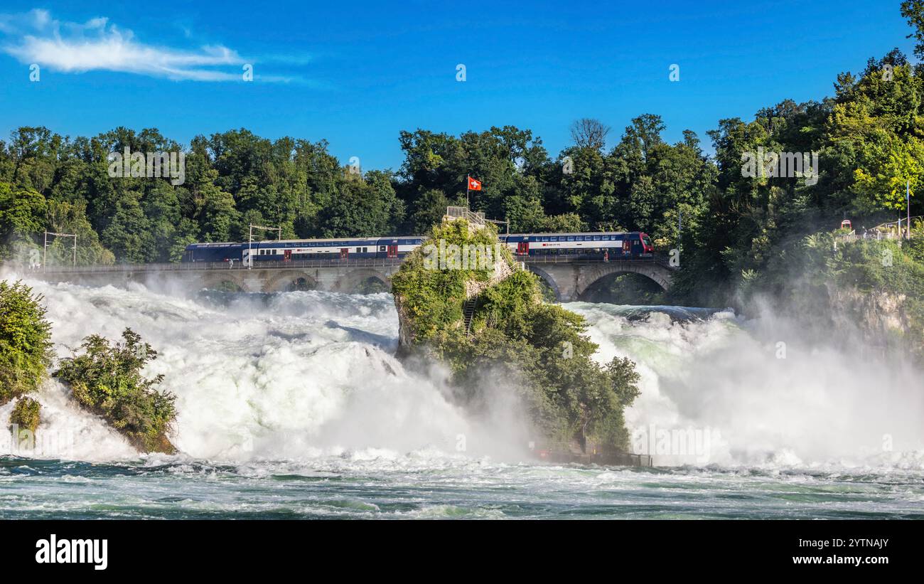 Neuhausen am Rheinfall, Switzerland, 8th Jul 2024: An SBB Re 450 drives ...