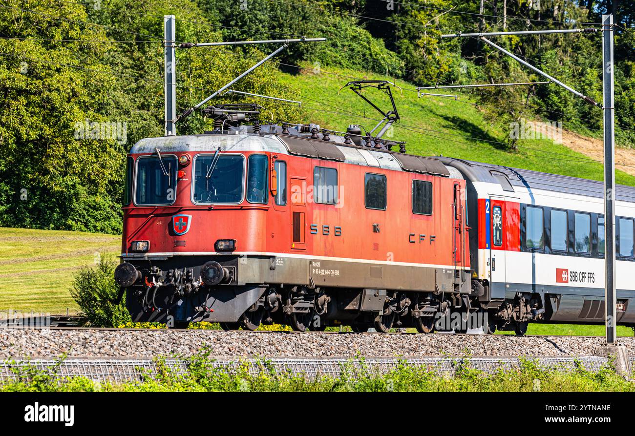 Eglisau, Switzerland, 11th Aug 2024: The iconic Swiss locomotive SBB Re ...