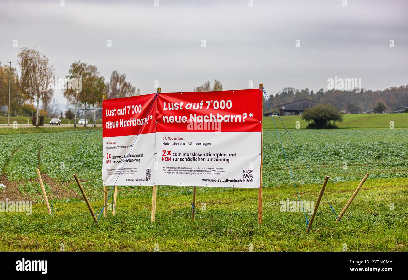 Kloten, Switzerland, 2th Nov 2024: Voting poster of the people who do ...