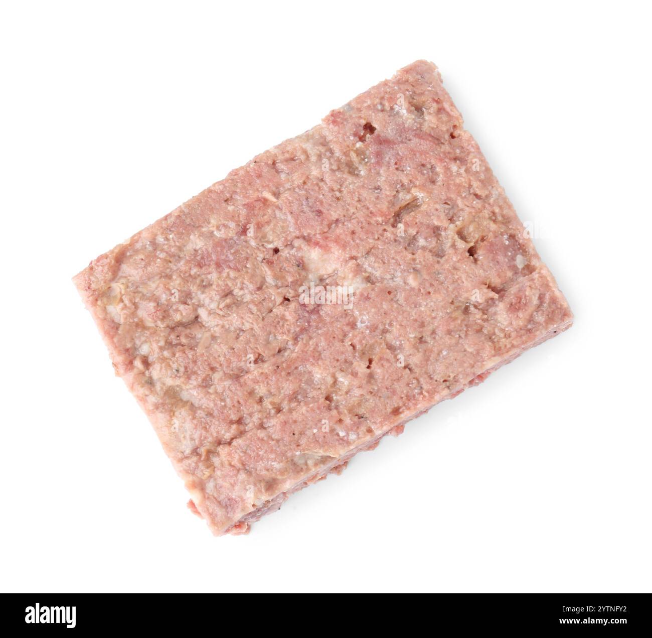 Canned meat isolated on white, top view Stock Photo - Alamy