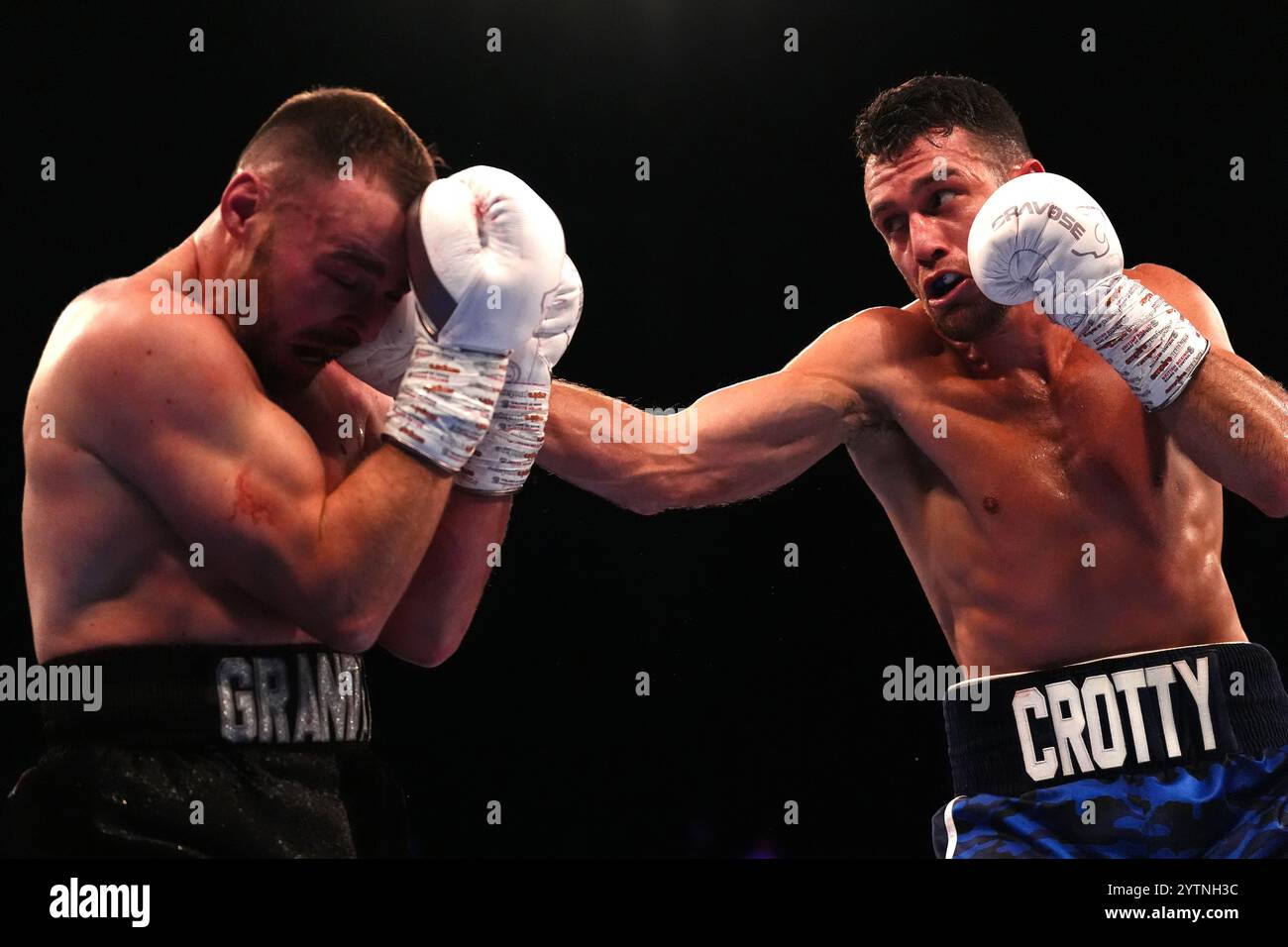 Dylan Courtney (left) against George Crotty at the OVO Arena Wembley ...