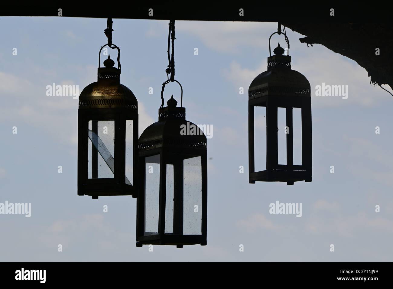 Lanterns at a Botswana Safari Camp Stock Photo - Alamy