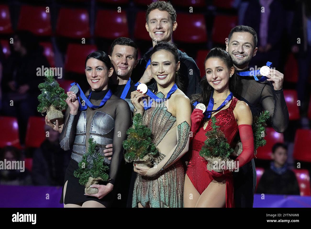 Silver medalists Charlene Guignard and Marco Fabbri, of Italy, gold ...
