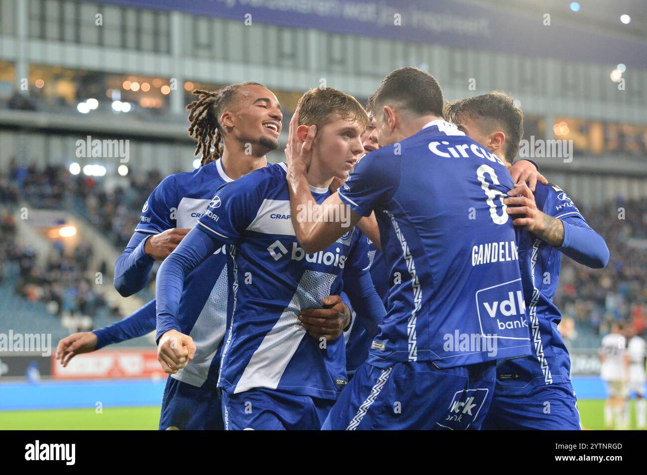 Liege, Belgium. 07th Dec, 2024. Gent's Max Dean celebrates after ...