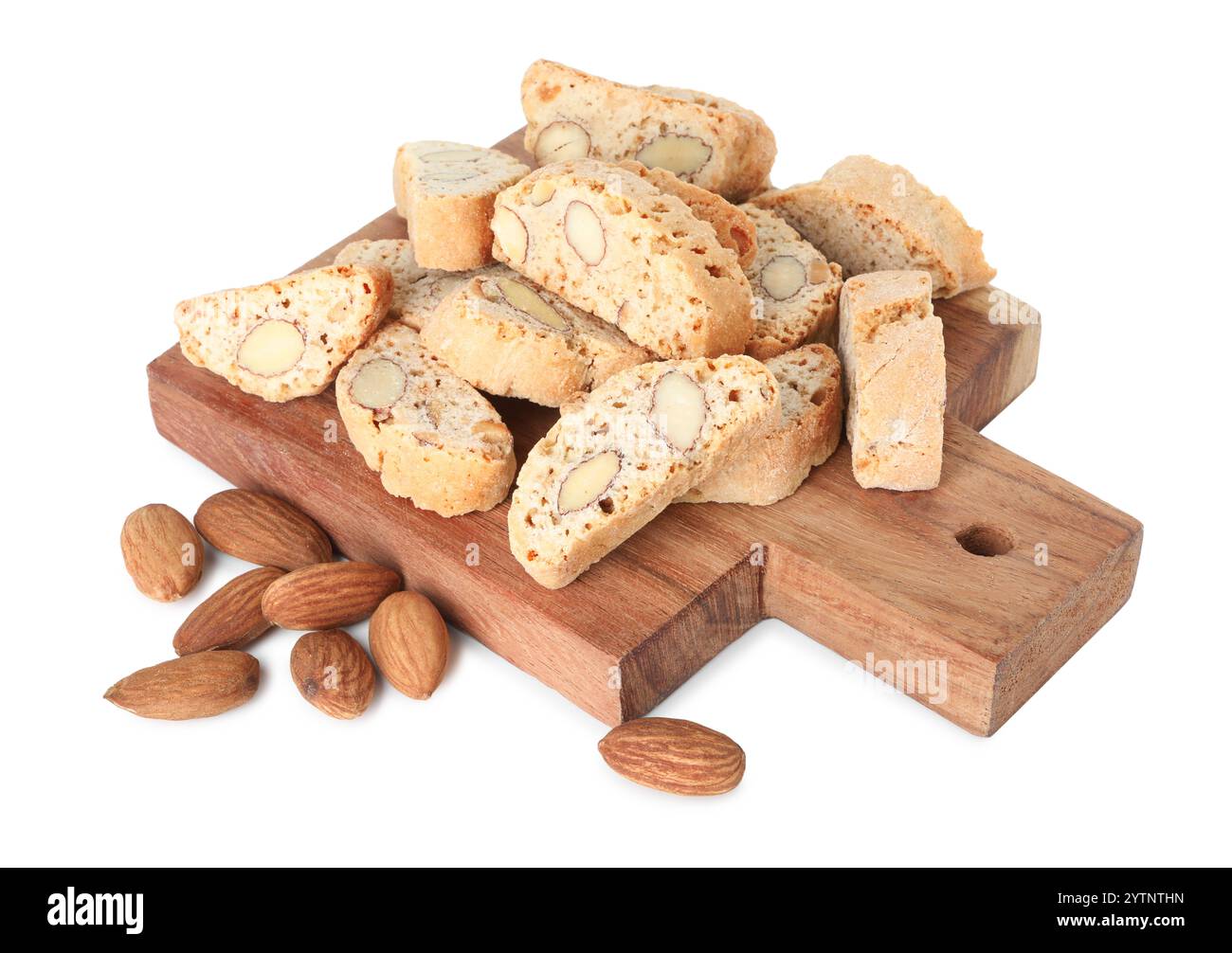 Traditional Italian almond biscuits (Cantucci) and nuts isolated on ...