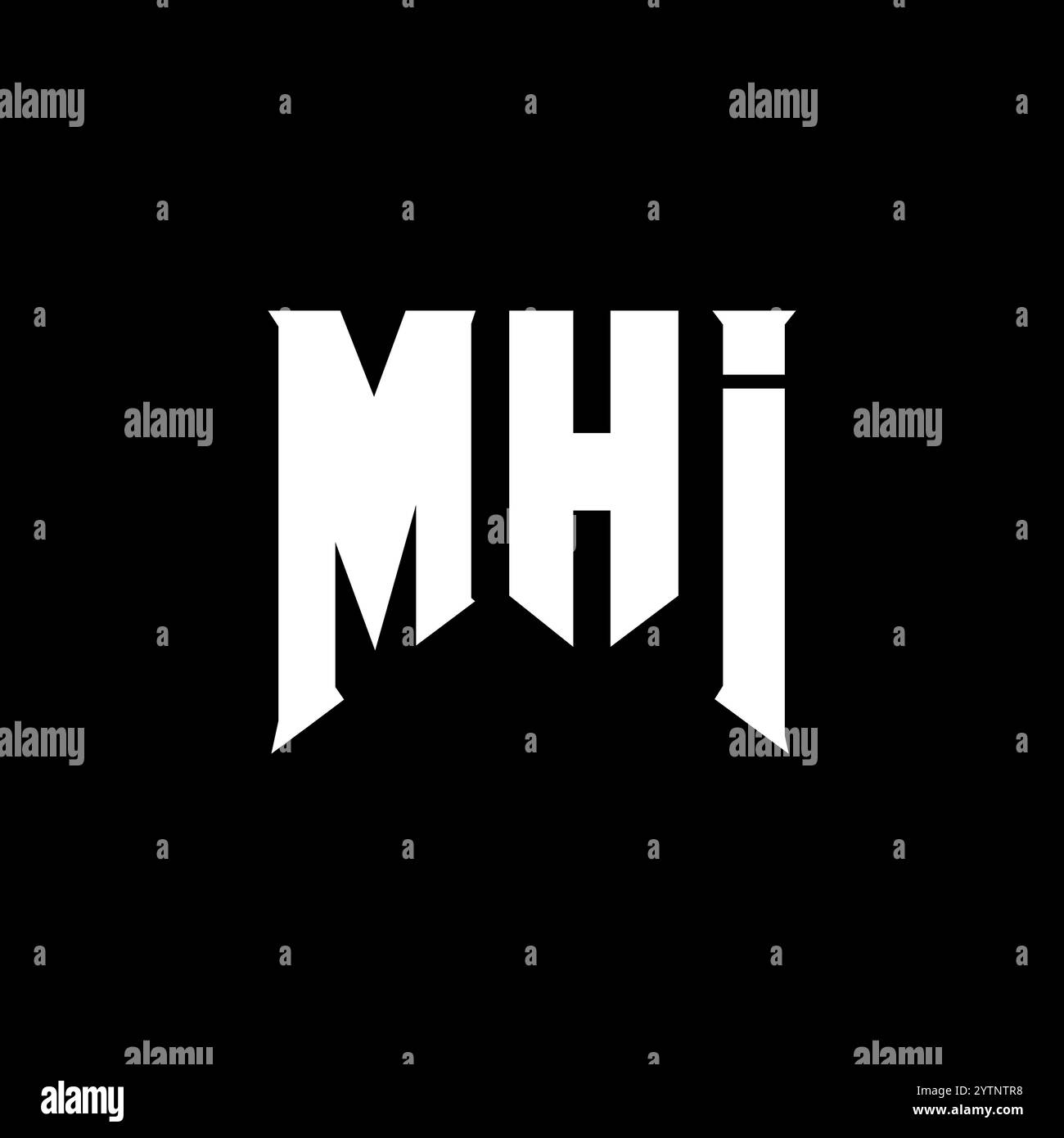 MHI letter logo design for technology company. MHI logo design black and white color combination ...