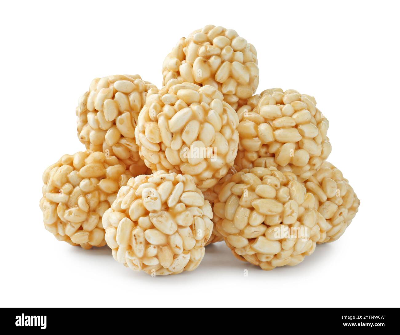 Delicious puffed rice balls isolated on white Stock Photo - Alamy