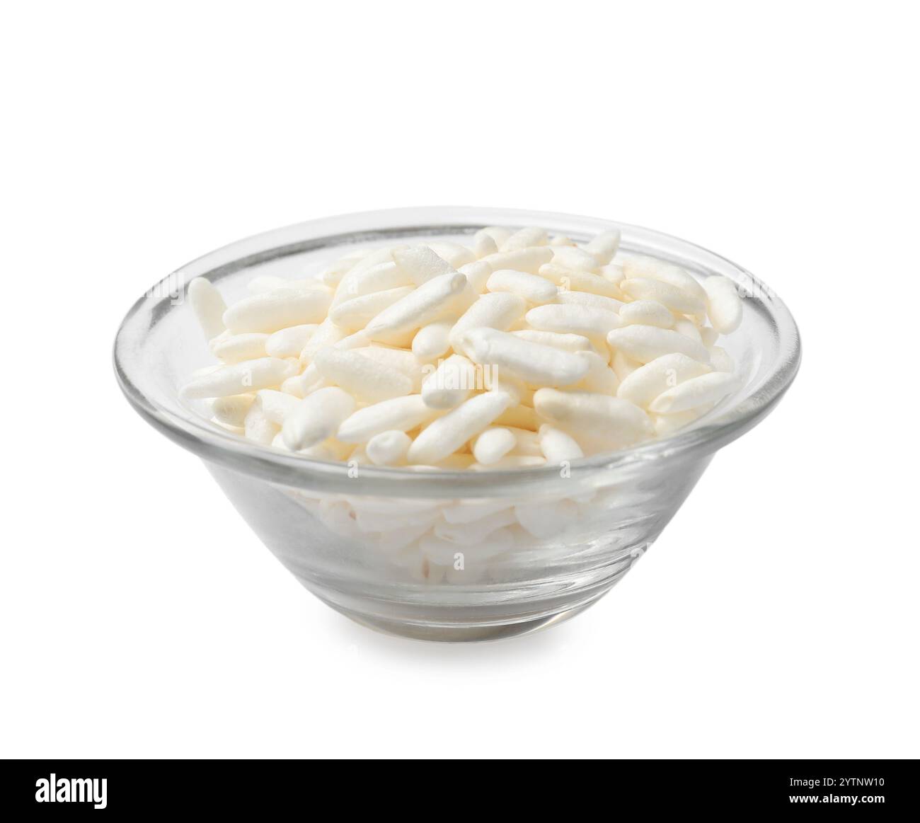Puffed rice in bowl isolated on white Stock Photo - Alamy