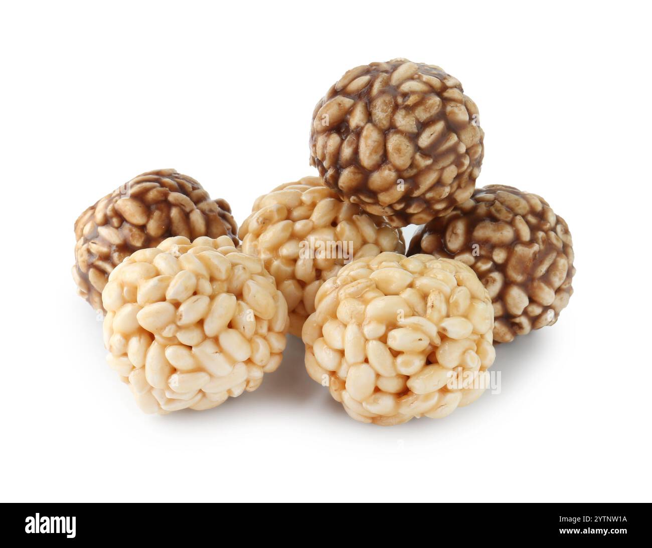 Tasty puffed rice balls isolated on white Stock Photo - Alamy