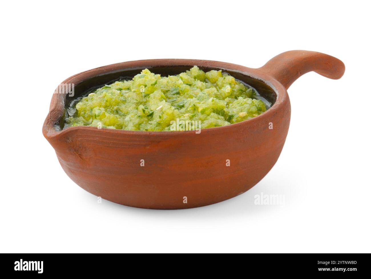 Delicious homemade green salsa isolated on white Stock Photo - Alamy