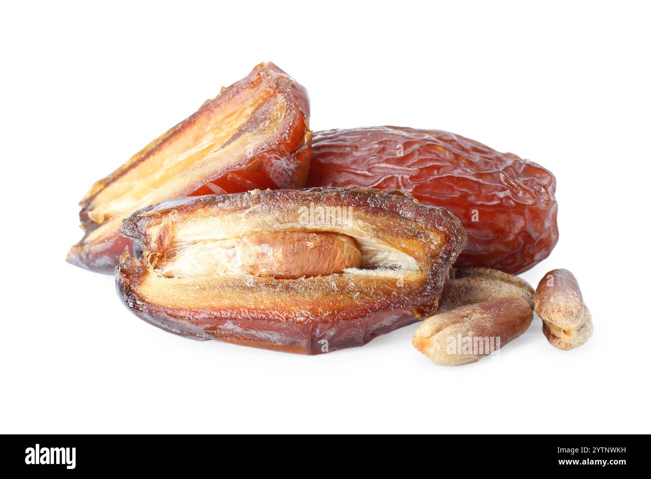 Tasty dried dates and seeds isolated on white Stock Photo - Alamy