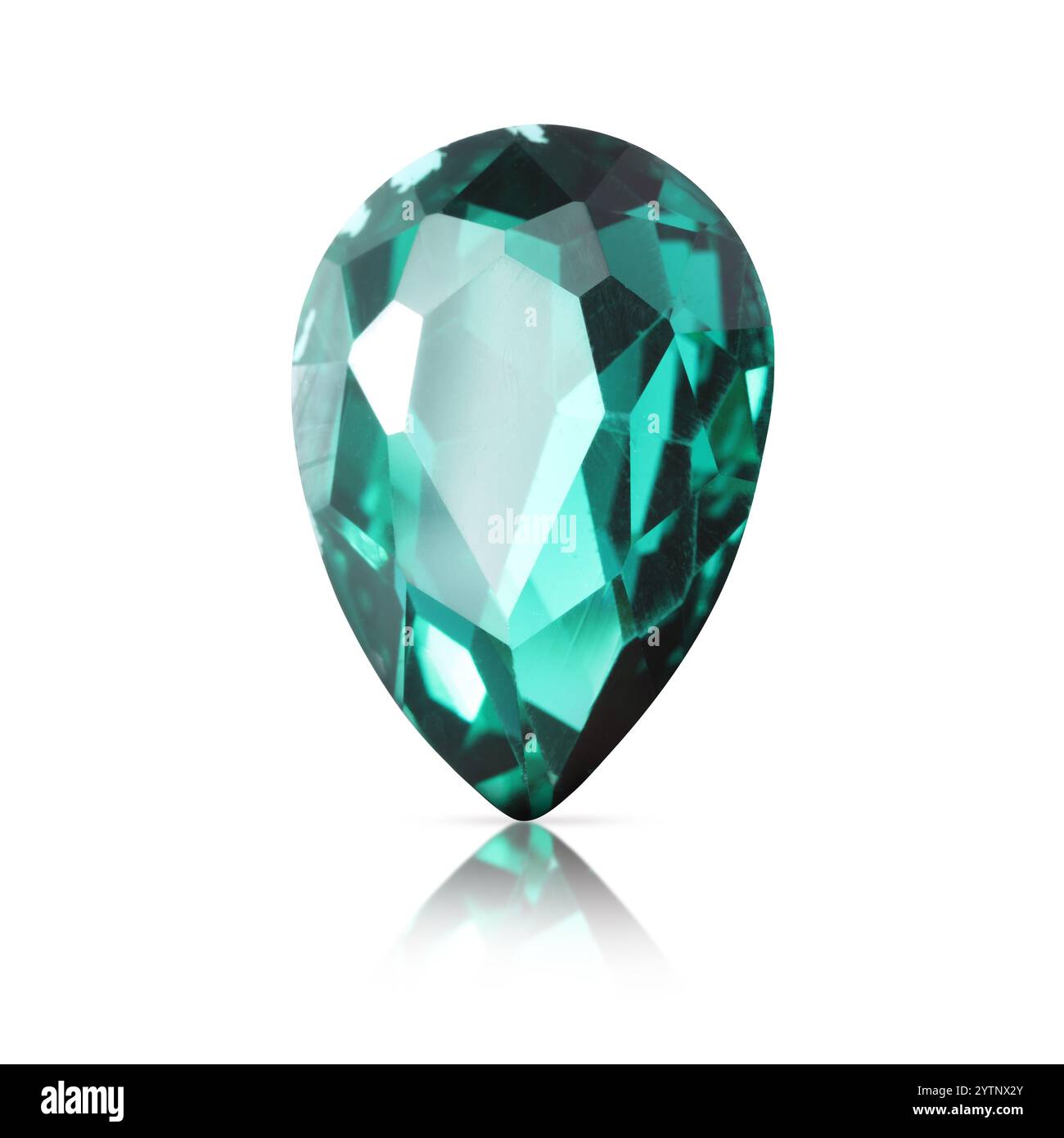 One teal shiny gemstone isolated on white Stock Photo - Alamy