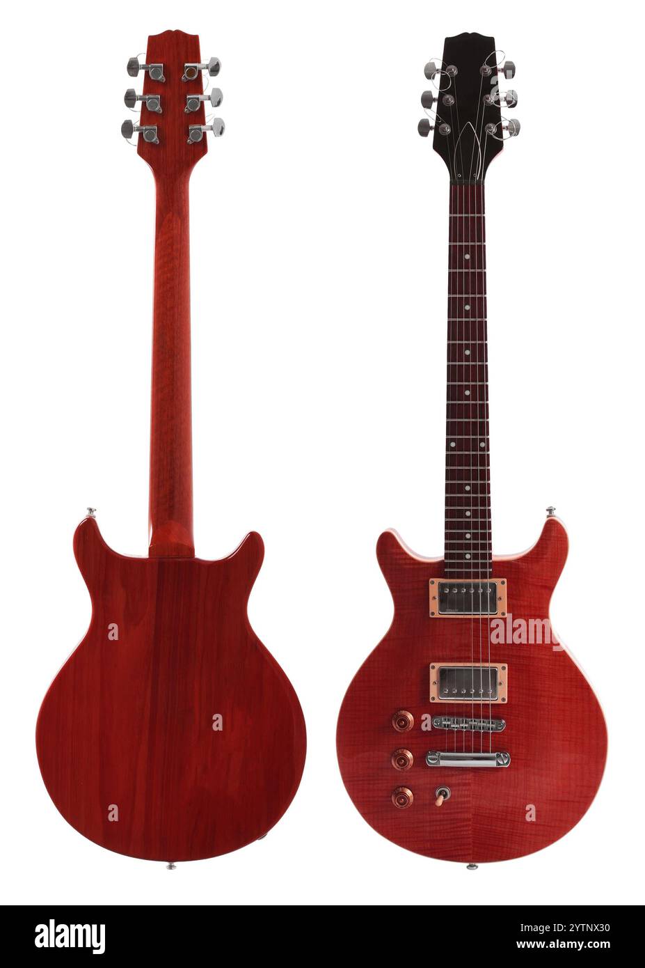Electric guitar isolated on white, back and front views Stock Photo - Alamy