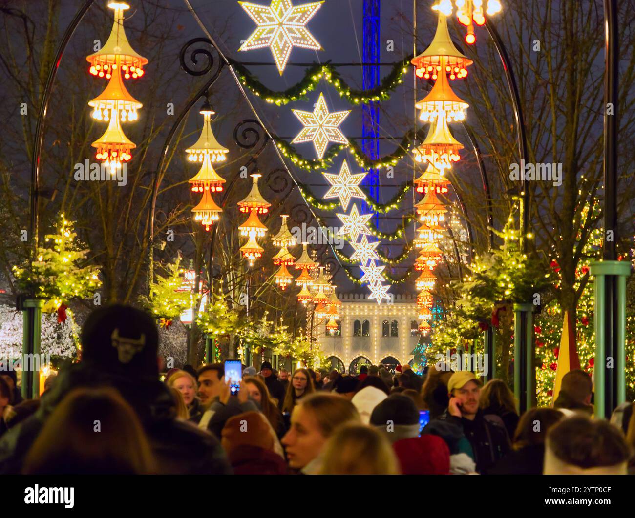 Copenhagen, Denmark - December 9, 2023: Crowded Christmas market in ...