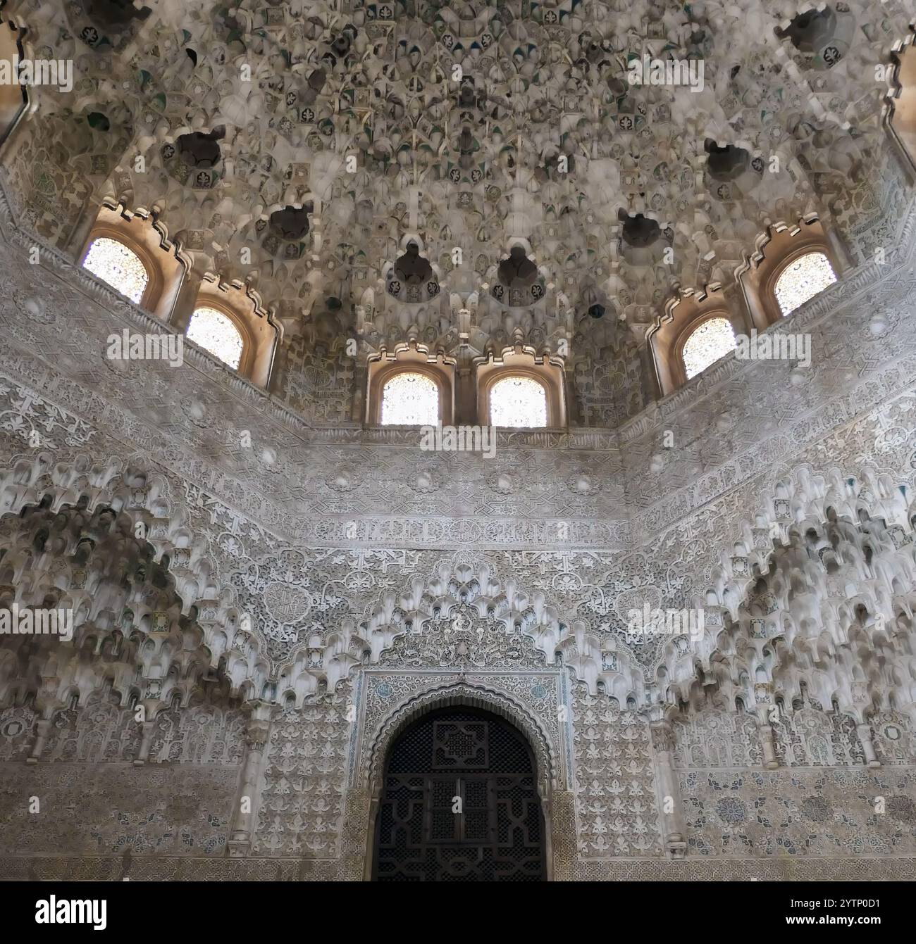 Ceiling corner of Alhambra Palace with stalactite design, Granada ...