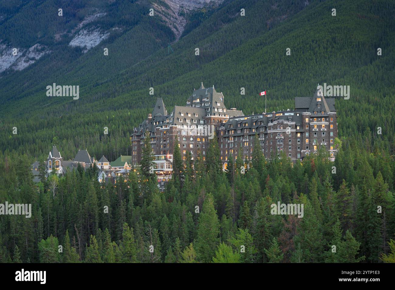 Historic Fairmont Banff Springs Hotel from the Surprise Corner Viewpoint in Banff, Alberta at ...