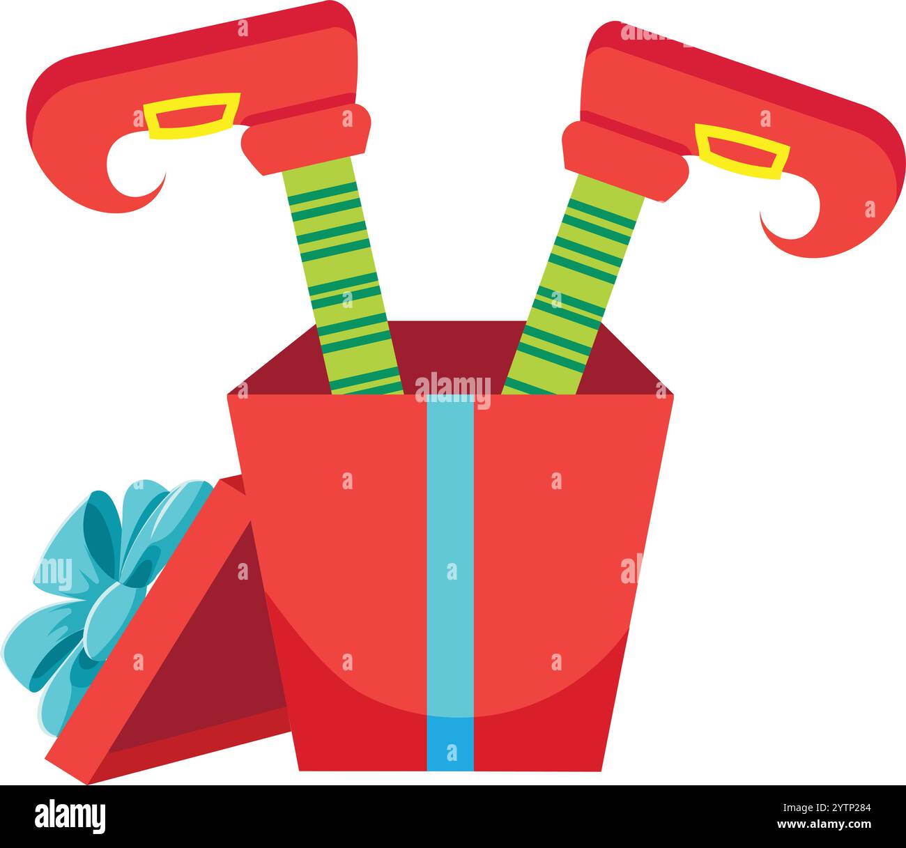 Funny christmas illustration featuring elf legs wearing red shoes and ...