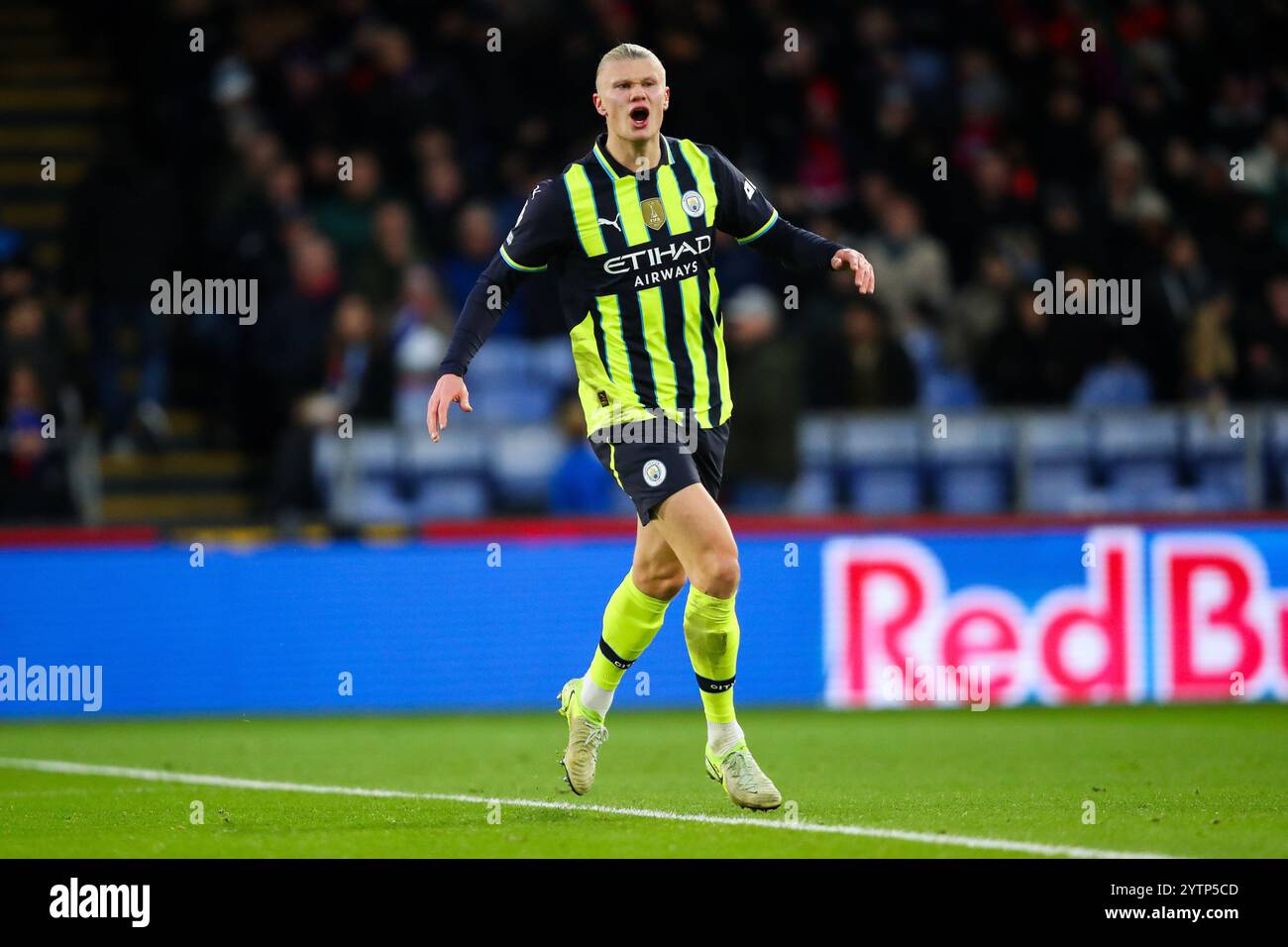 Erling Haaland of Manchester City reacts during the Premier League ...