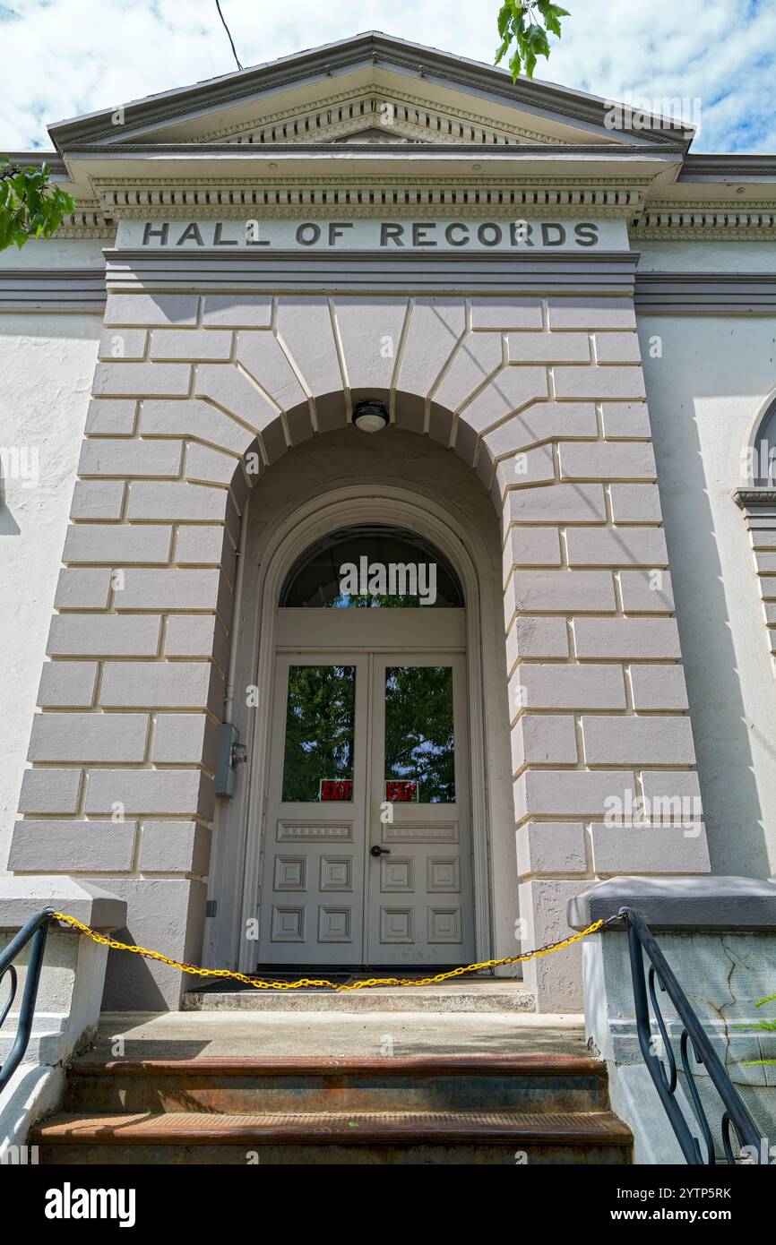 The entrance to the Hall of Records on the grounds of the County ...