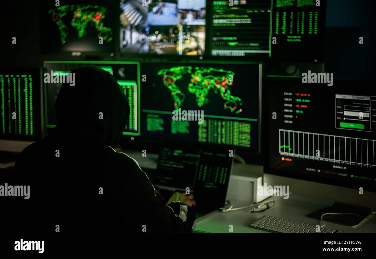 Code on monitor hackers program hi-res stock photography and images - Alamy