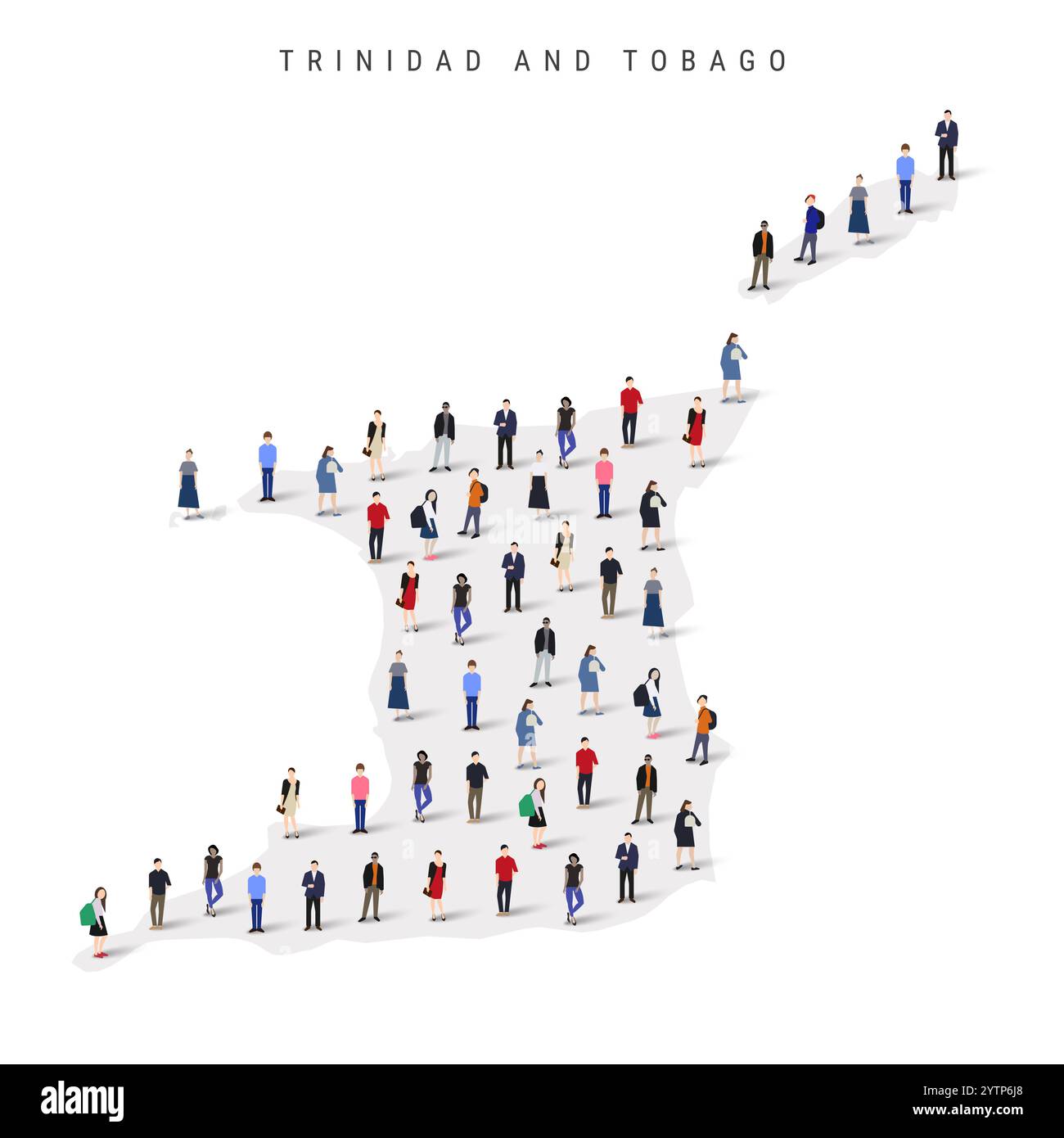 Trinidad and Tobago population map. Large group of people in a shape of ...