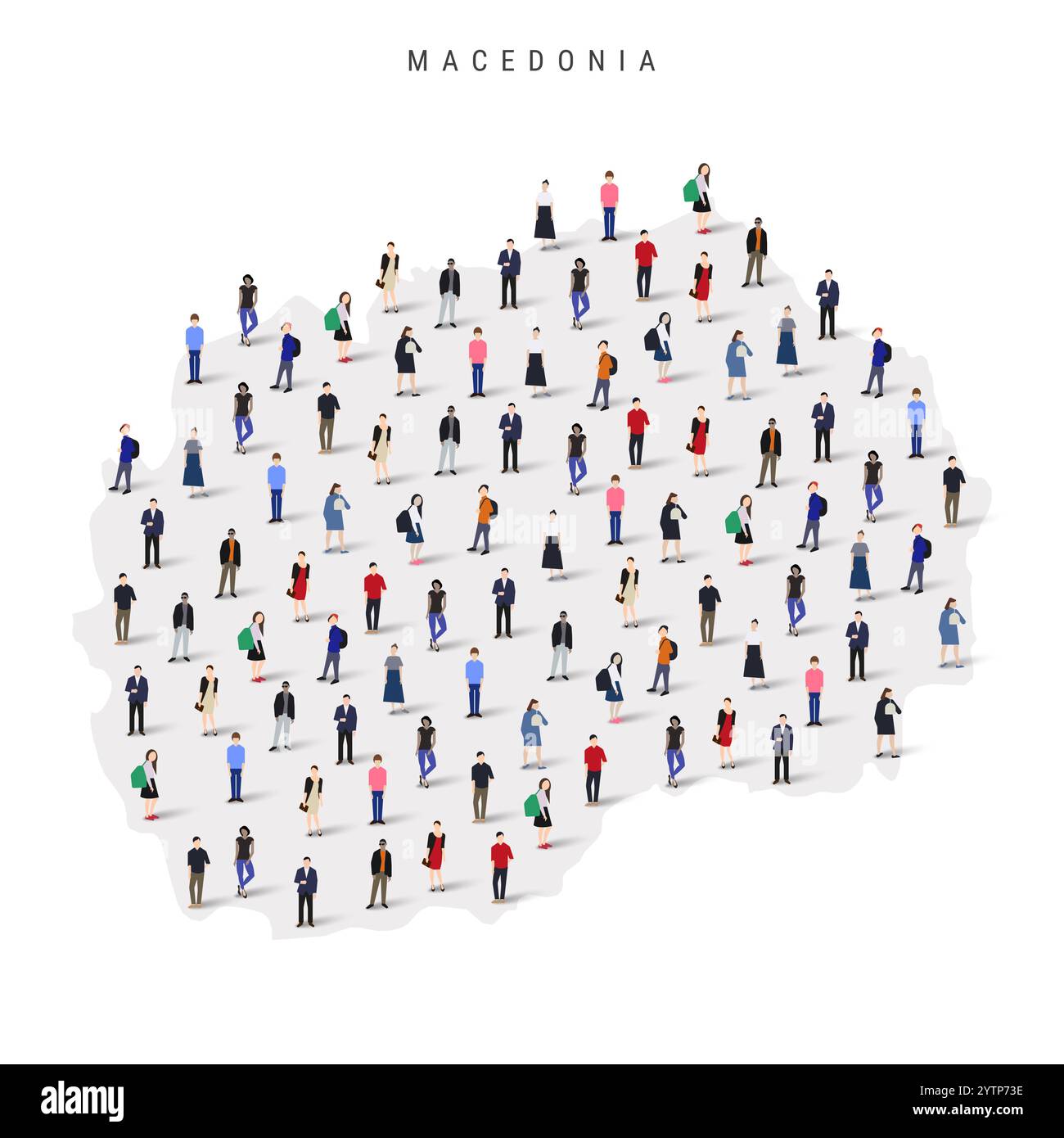 Macedonia population map. Large group of people in a shape of ...