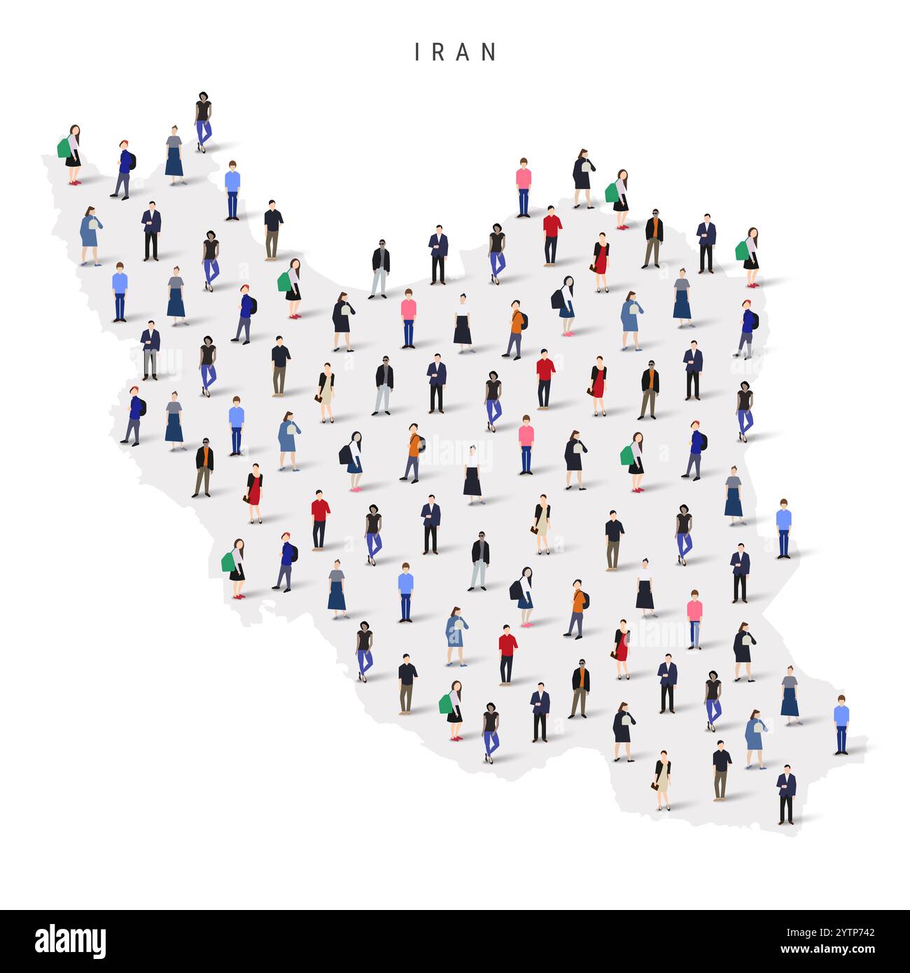 Iran population map. Large group of people in a shape of Iranian map ...