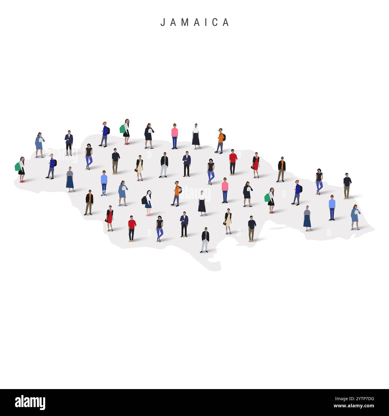 Jamaica population map. Large group of people in a shape of Jamaican map. Flat vector ...