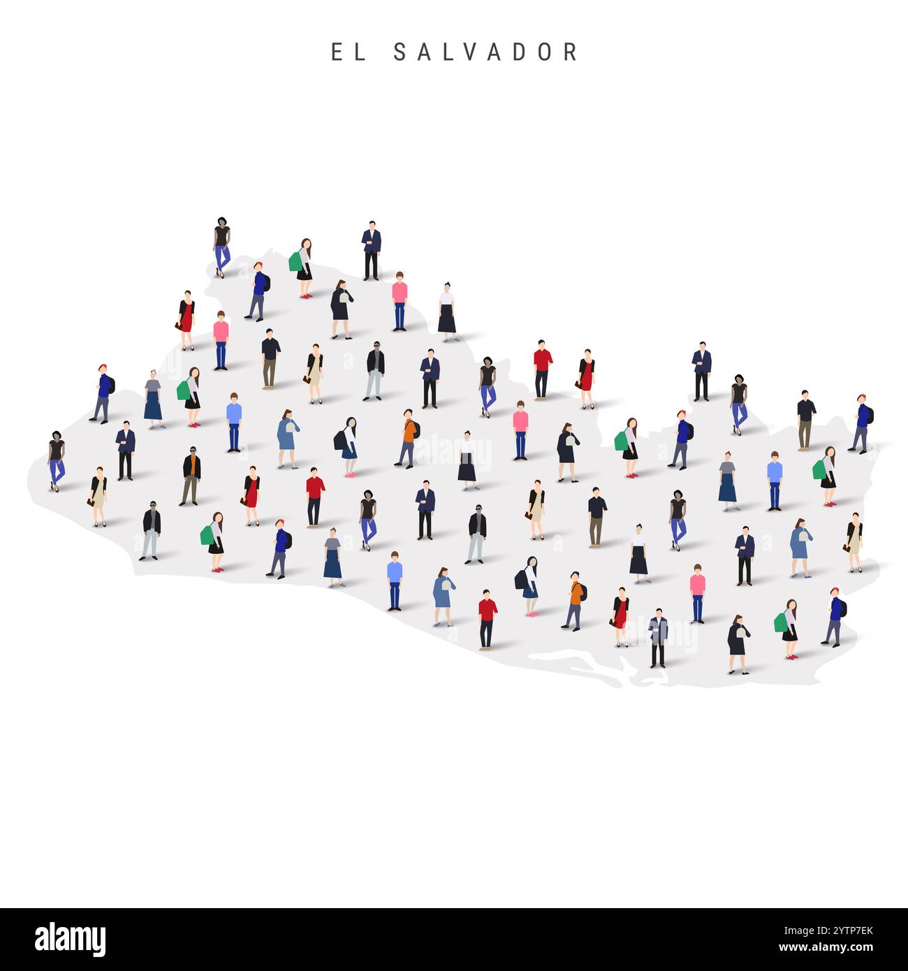 El Salvador population map. Large group of people in a shape of ...