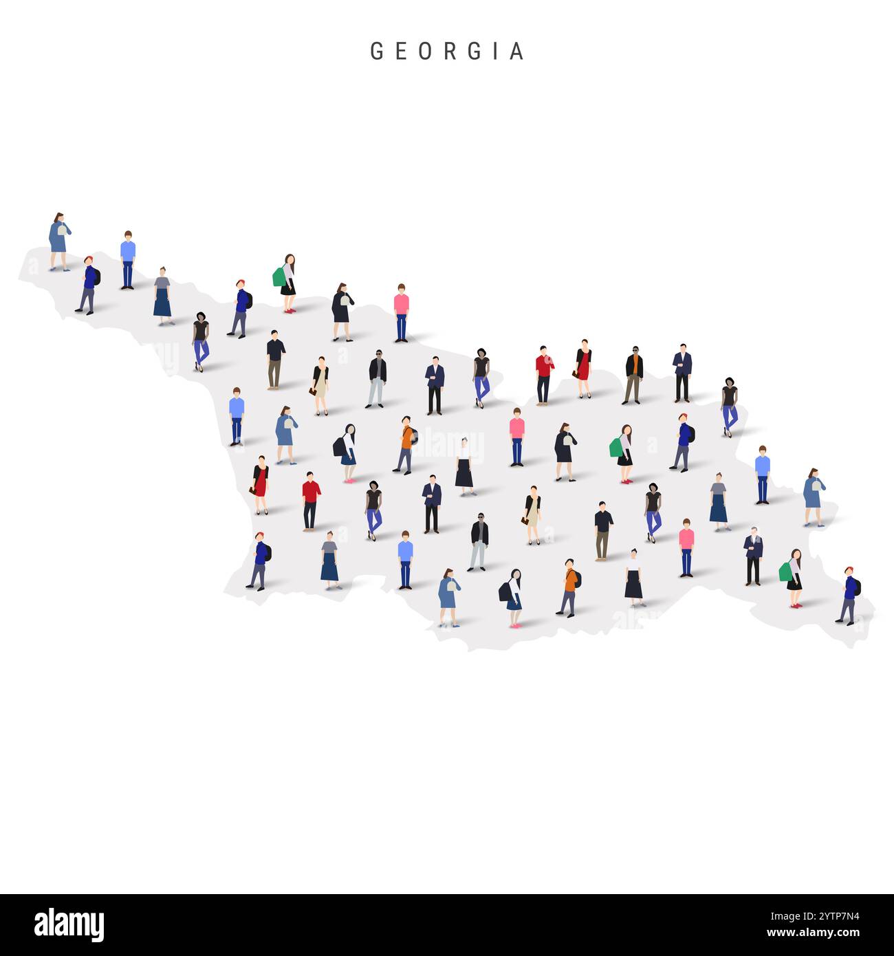 Georgia population map. Large group of people in a shape of Georgian ...