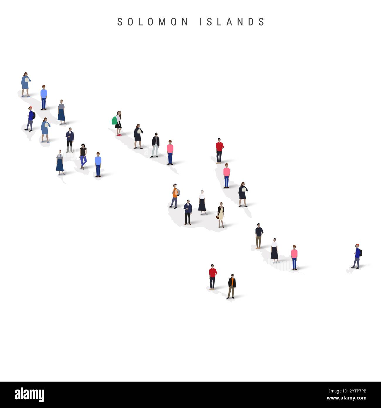 Solomon Islands population map. Large group of people in a shape of ...