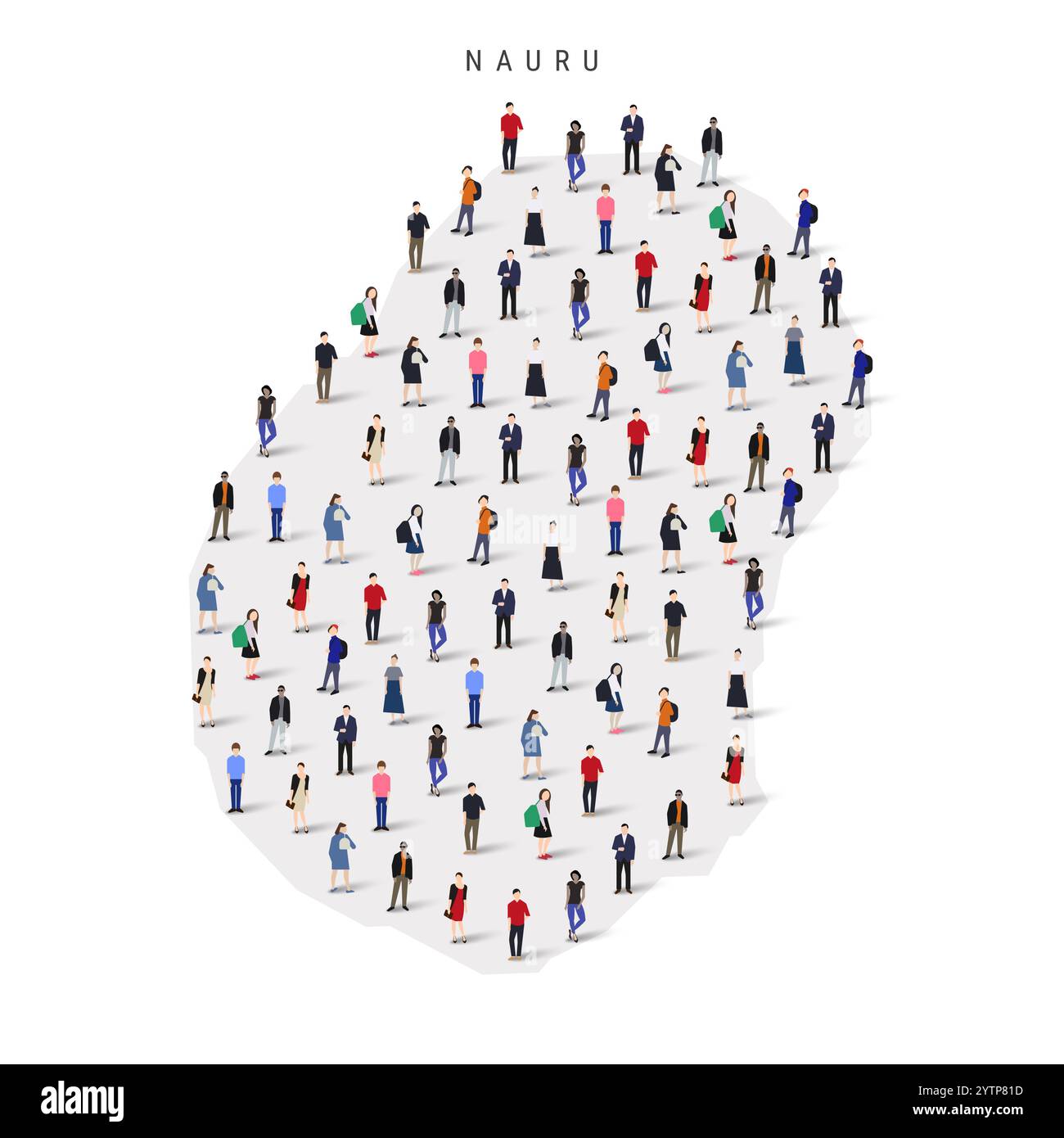 Nauru population map. Large group of people in a shape of Nauruan map ...