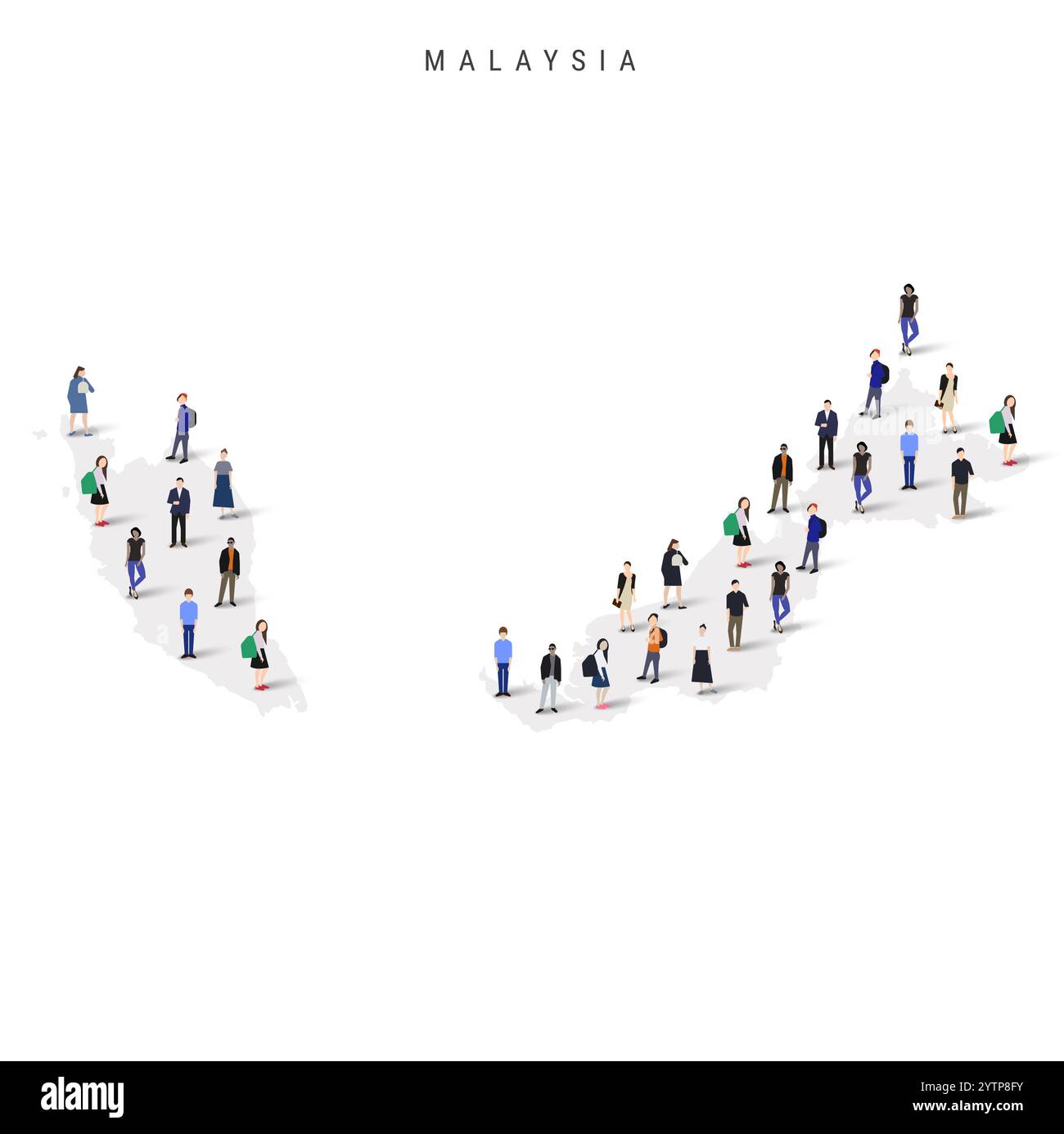 Malaysia population map. Large group of people in a shape of Malaysian ...