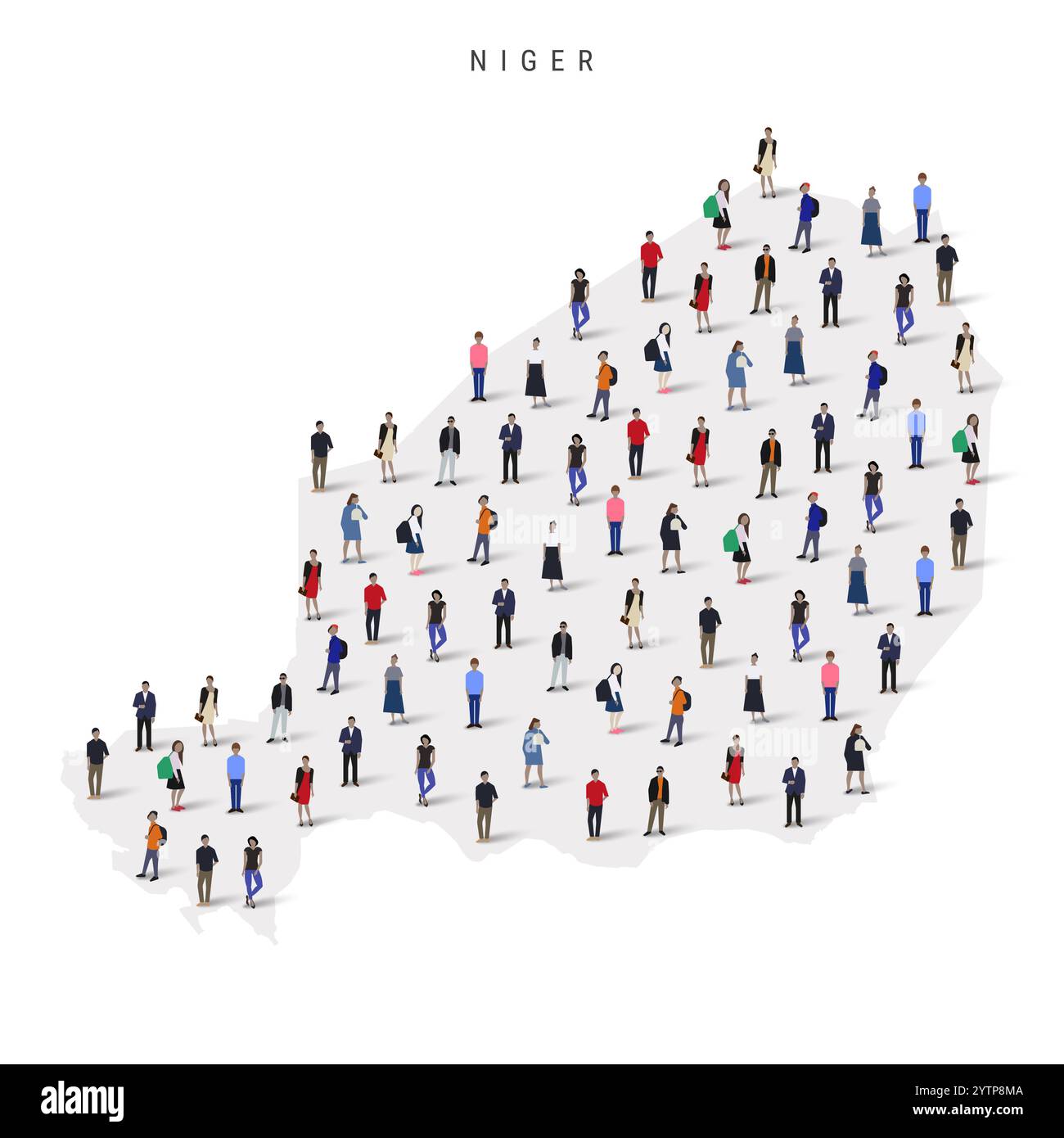 Niger population map. Large group of people in a shape of Nigerian map ...