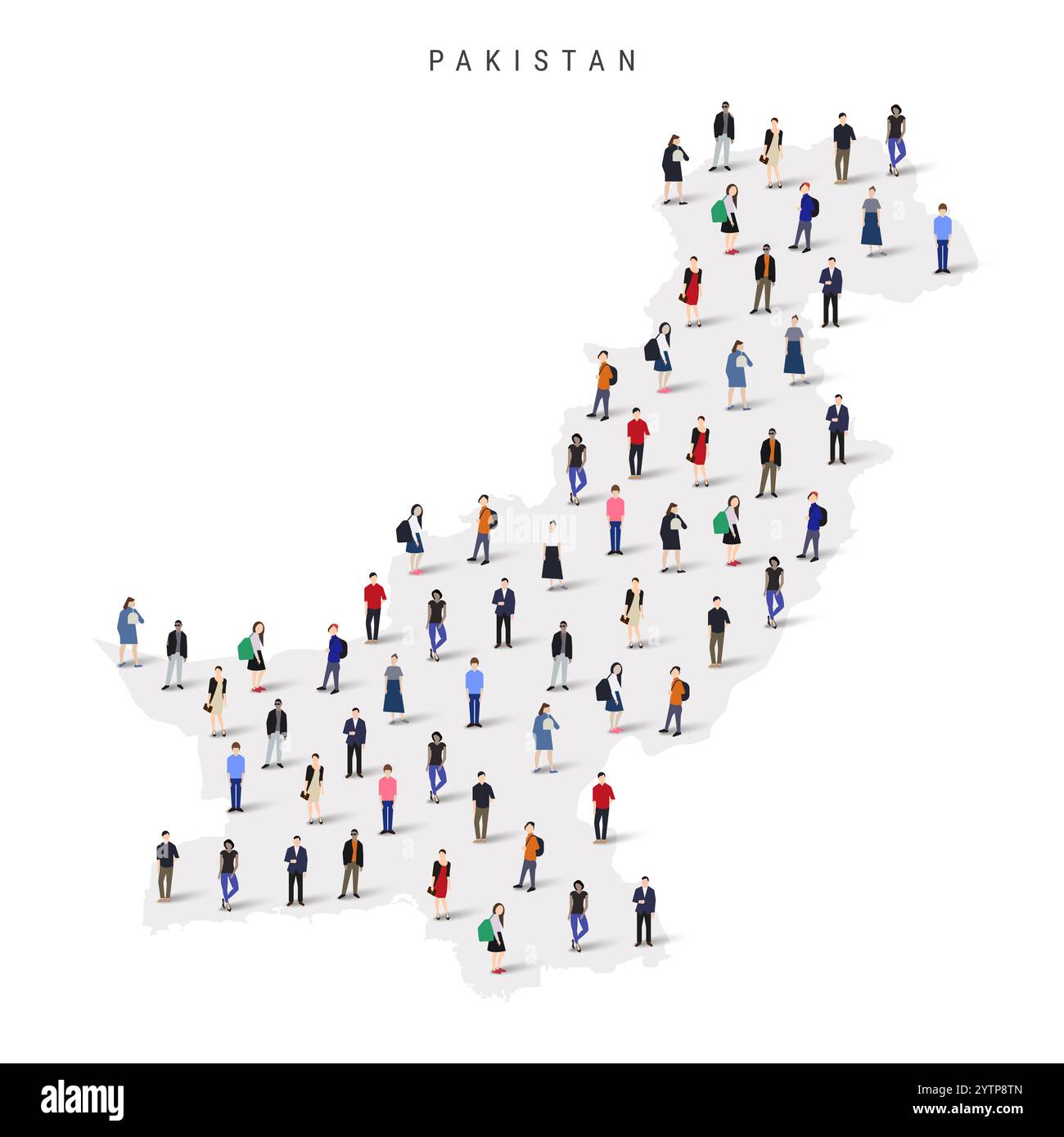 Pakistan population map. Large group of people in a shape of Pakistani ...