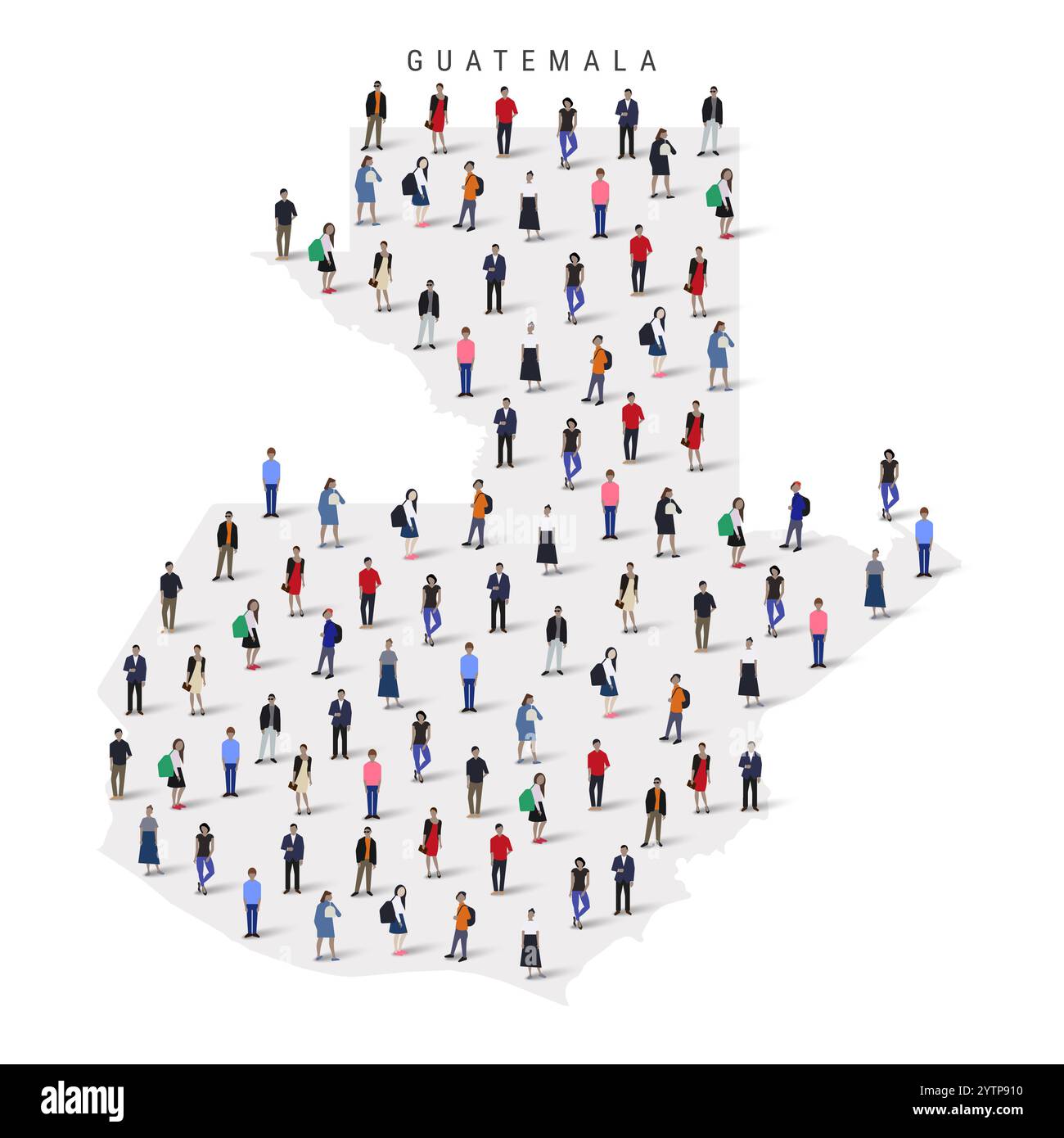 Guatemala population map. Large group of people in a shape of ...