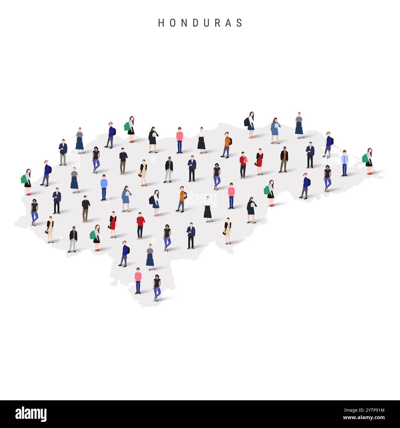 Honduras population map. Large group of people in a shape of Honduran ...